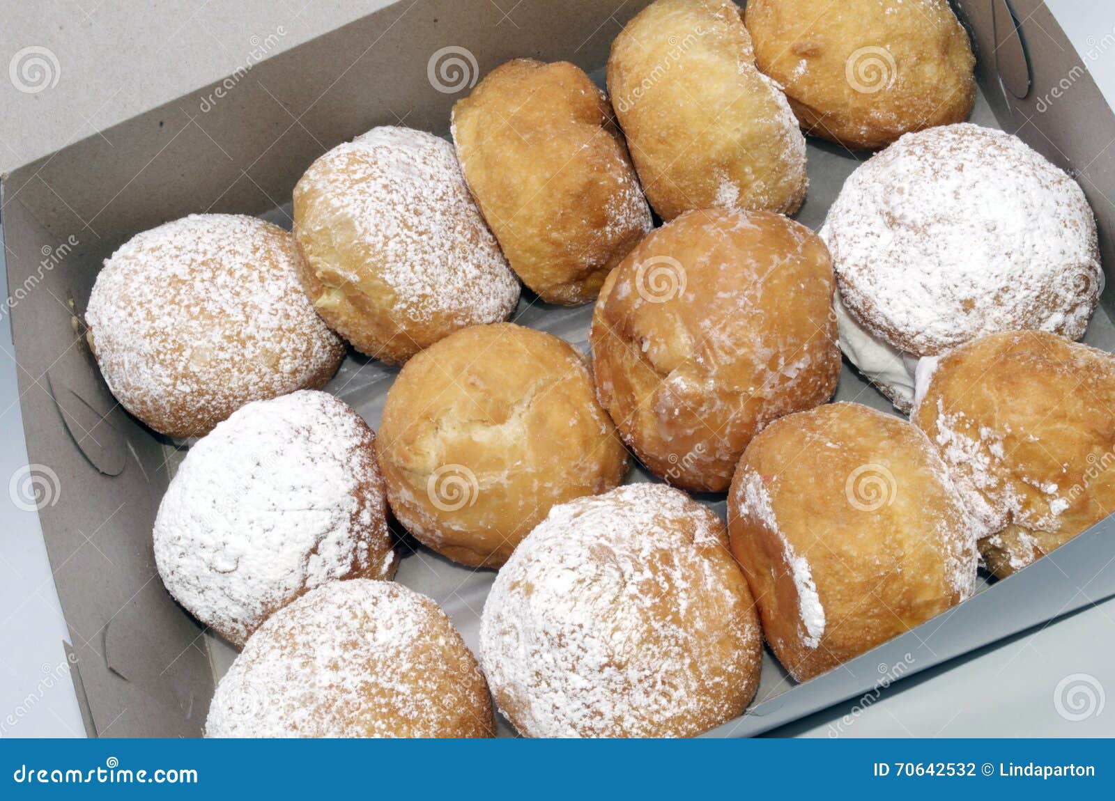Polish Paczki or Poonchkiâ€™s, Donuts Dusted with Powdered Sugar and ...
