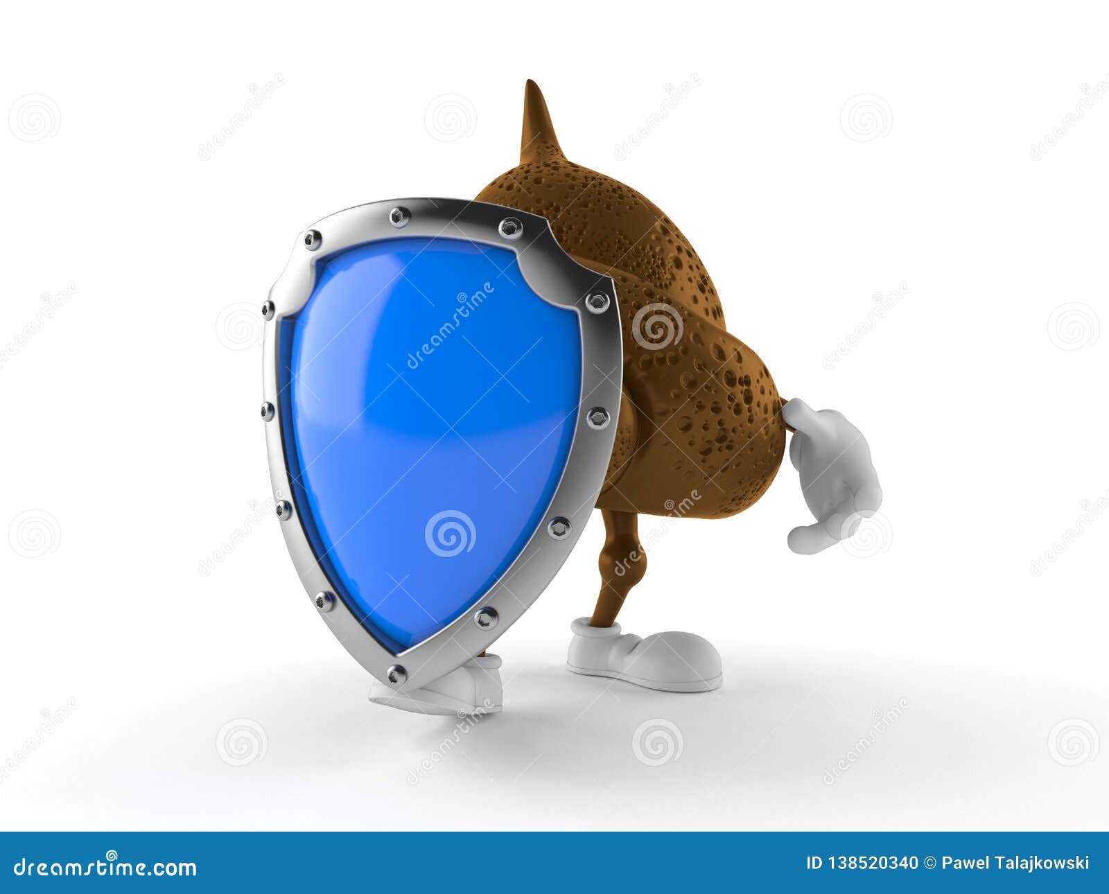 Poop Character with Protective Shield Stock Illustration - Illustration ...