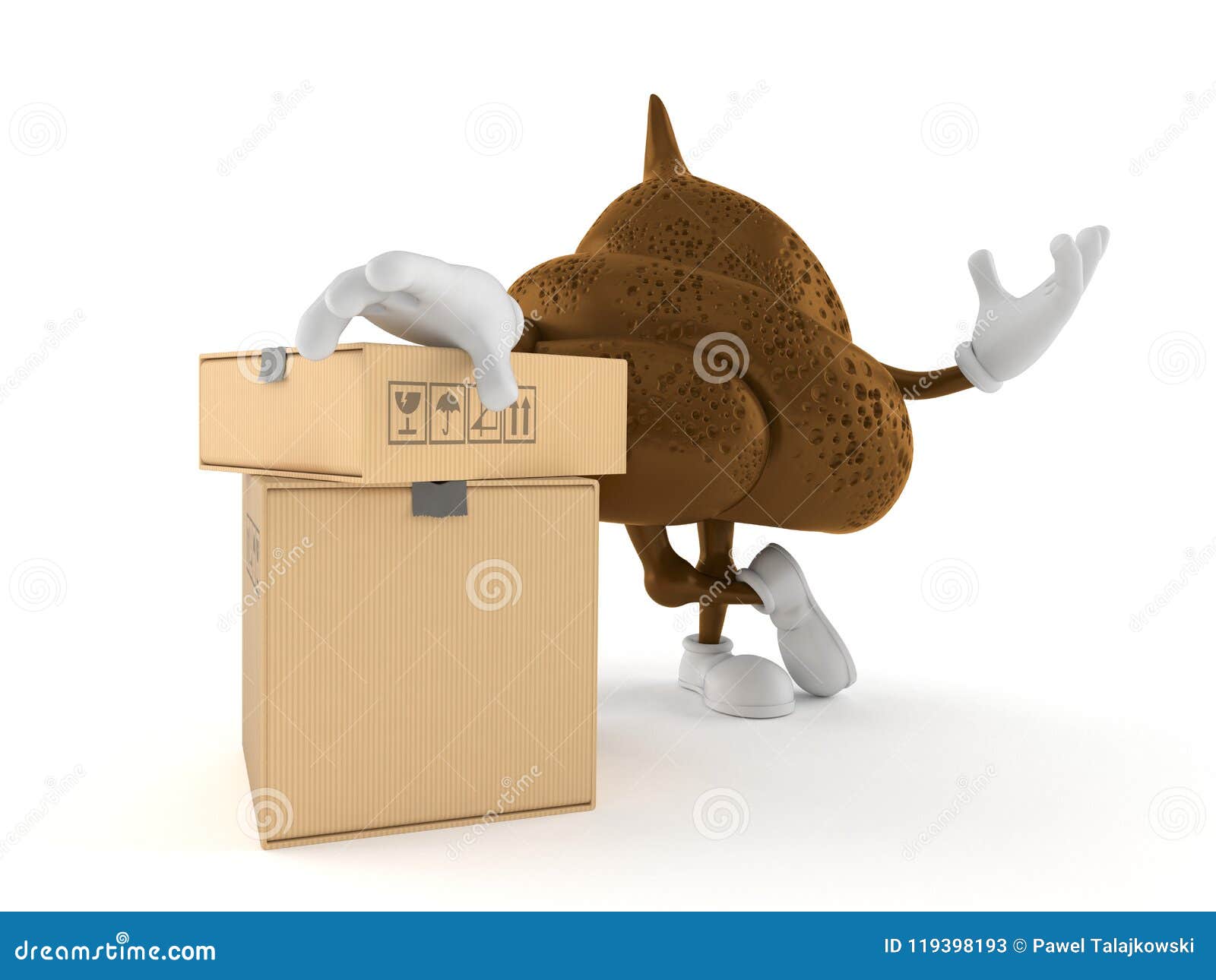 Poop Character with Stack of Boxes Stock Illustration - Illustration of ...