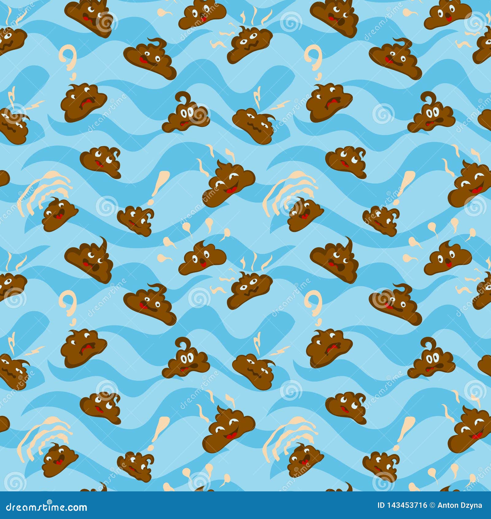 Poop Seamless Pattern. Vector Poop On A Beige Background. Emotional ...