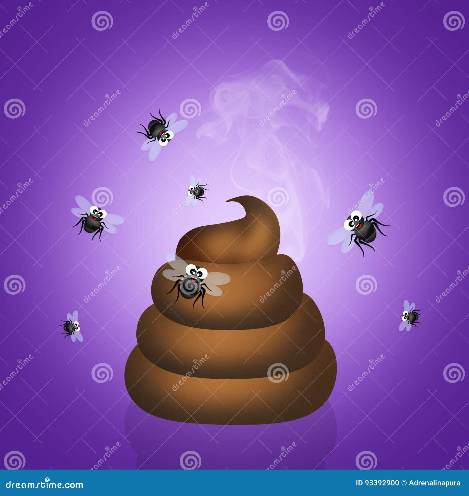 Poop with flies stock illustration. Illustration of nice - 93392900