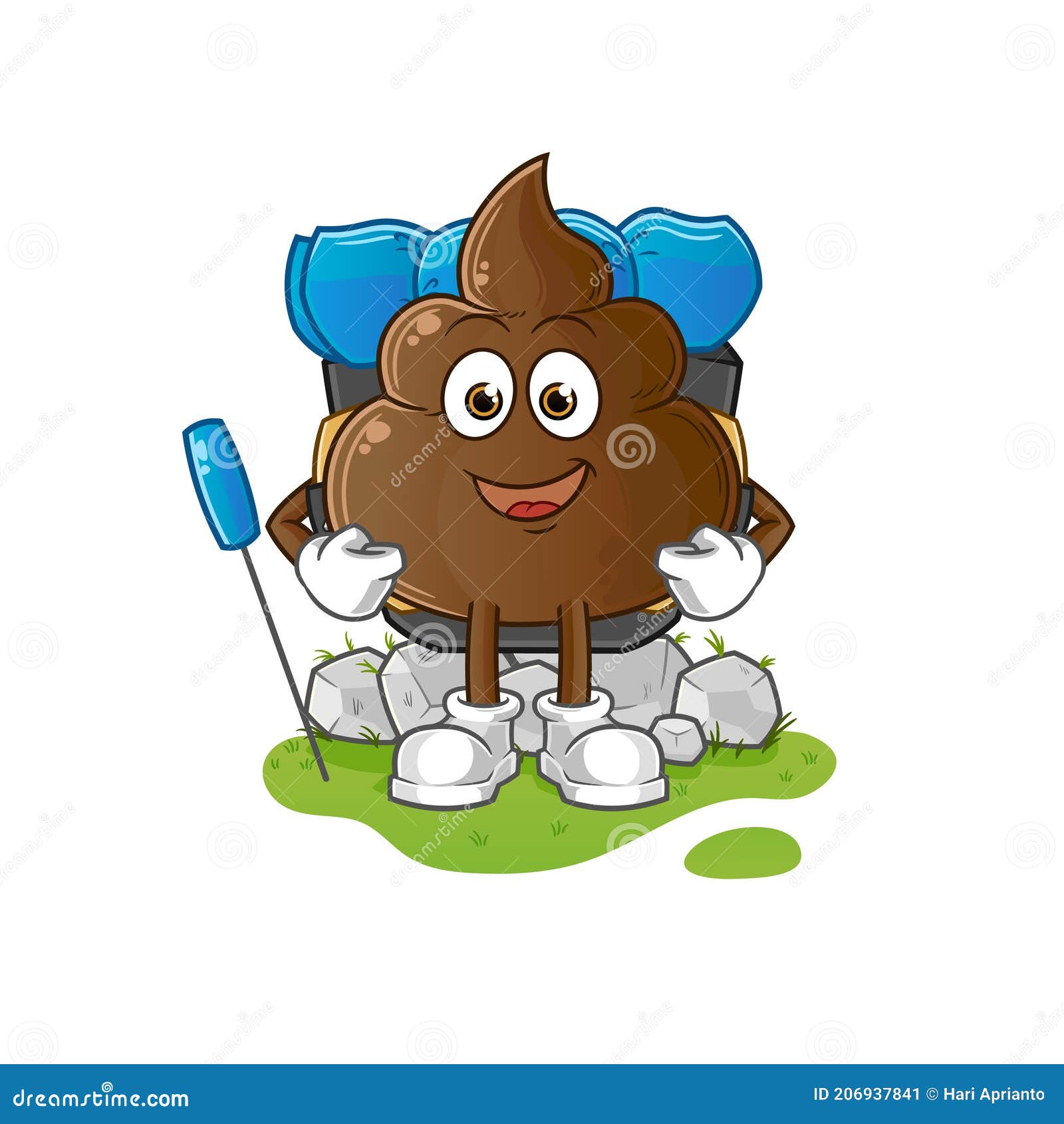 Poop Go Camping Mascot. Cartoon Vector Stock Vector - Illustration of ...