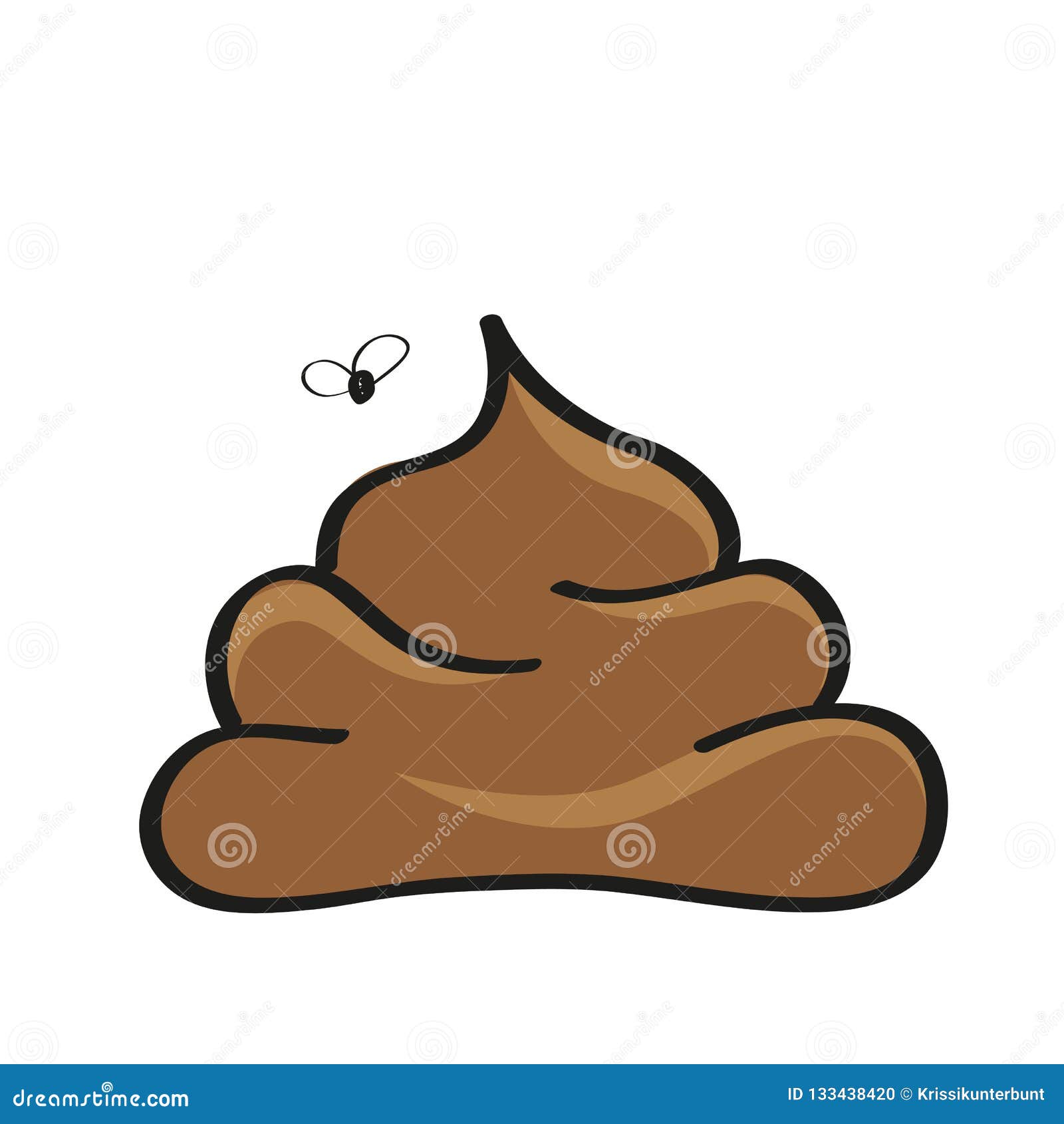 Poop icon with a fly stock vector. Illustration of clipart - 133438420