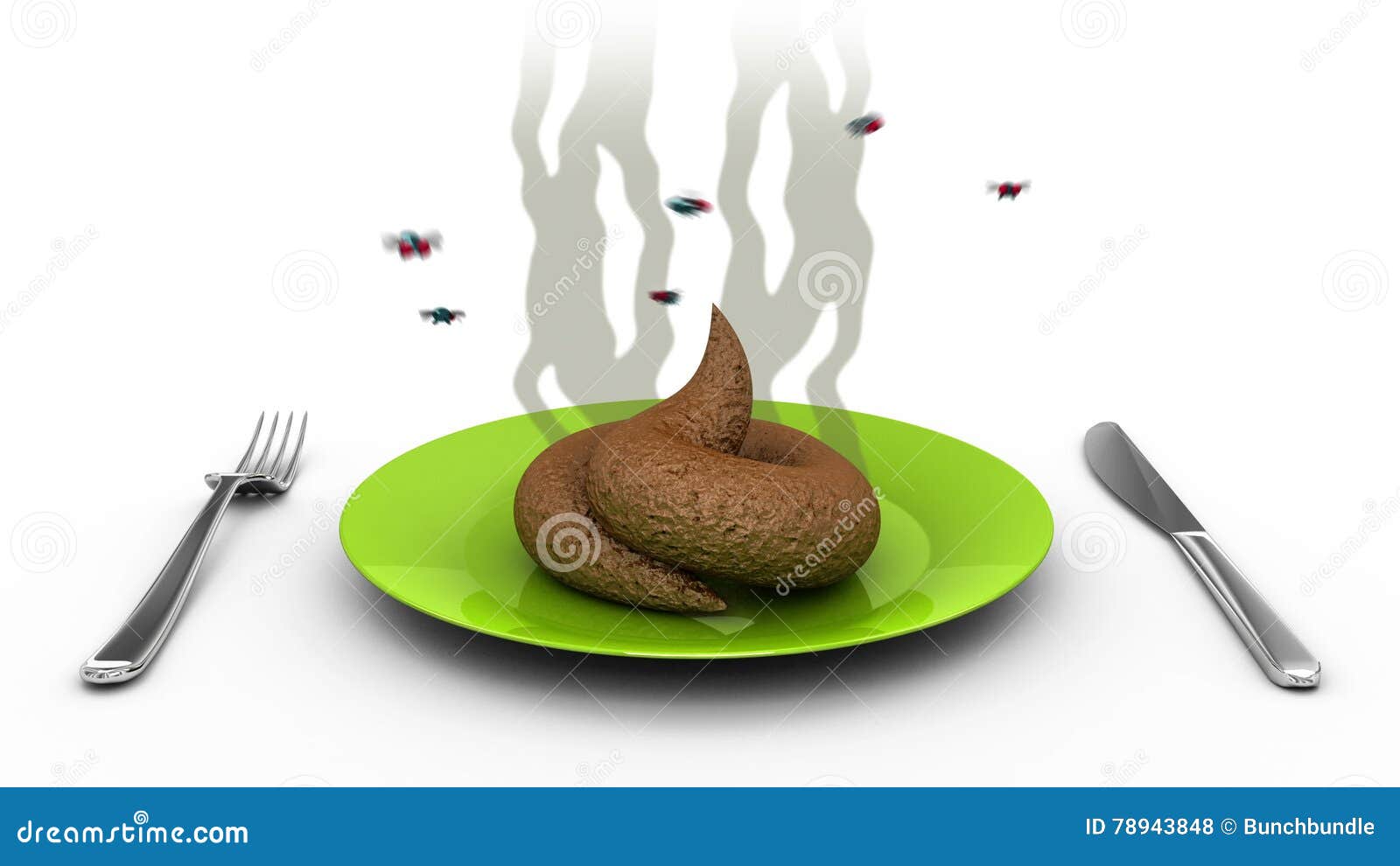 Poop on a Plate. 3D Animation in Cartoon Style. Alpha Channel, Loopable ...
