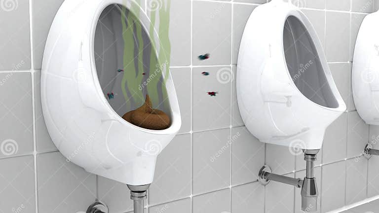 Poop in Urinal, 3d Illustration Stock Illustration - Illustration of ...