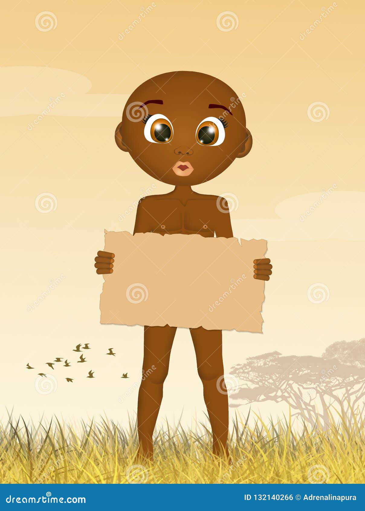 Poor African child stock illustration. Illustration of sick - 132140266