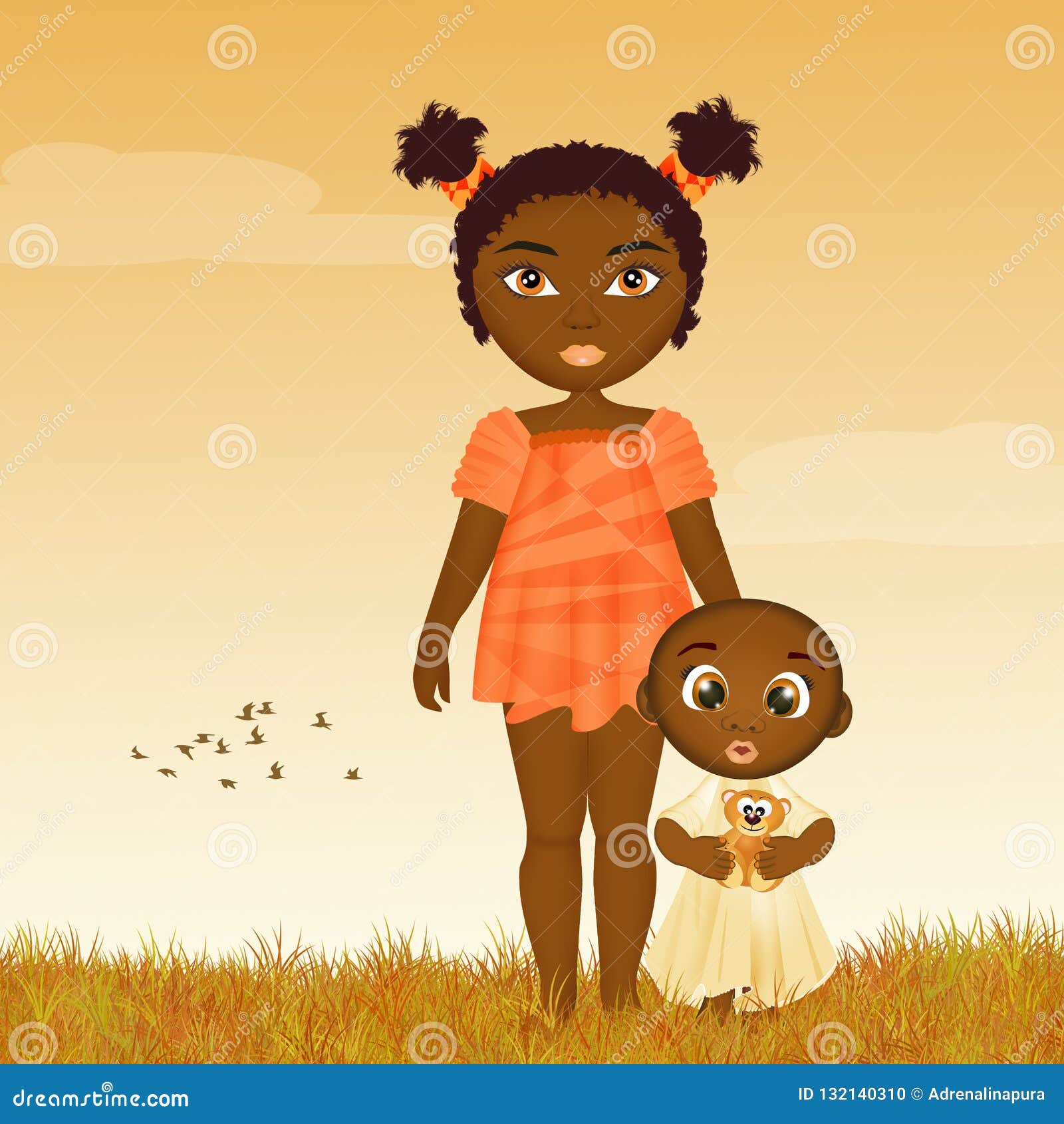 Poor African children stock illustration. Illustration of human - 132140310