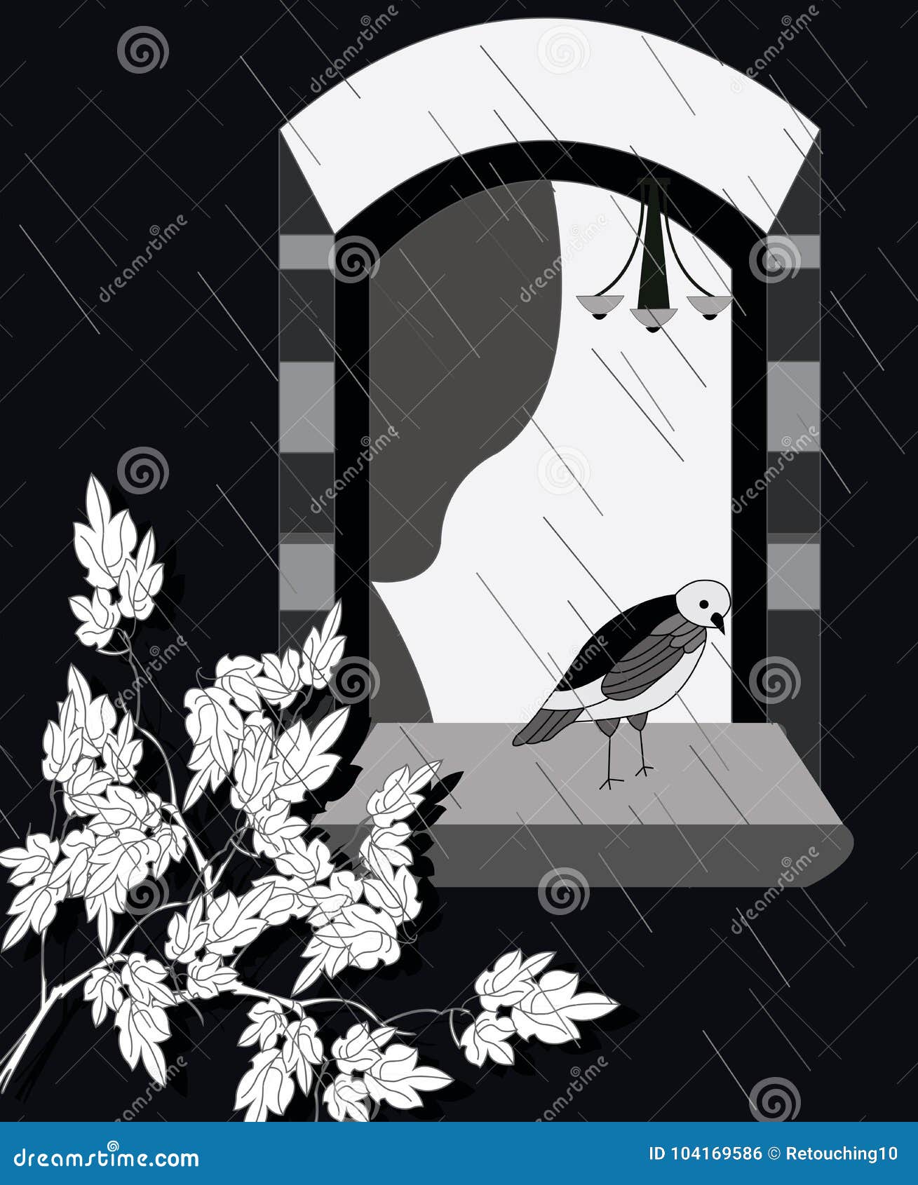 Poor Bird Waiting in the Rain Stock Vector - Illustration of bird ...