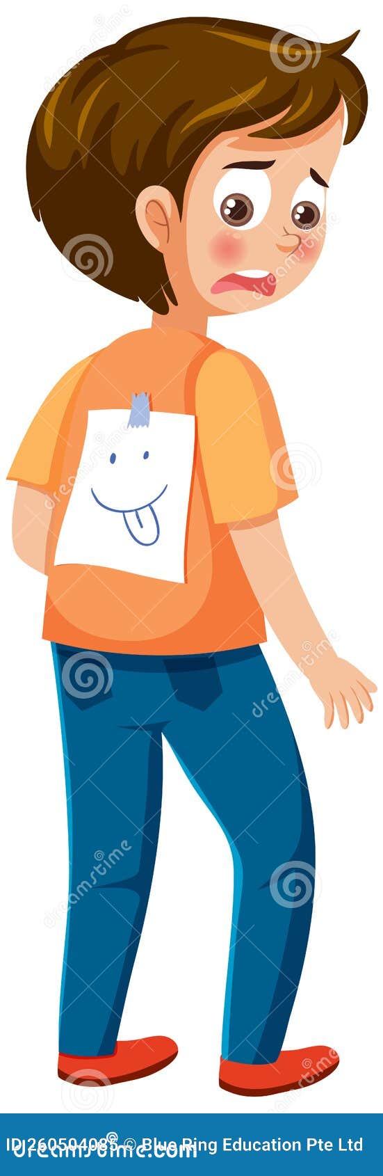 Poor Boy Sticky Note on His Back Stock Vector - Illustration of ...