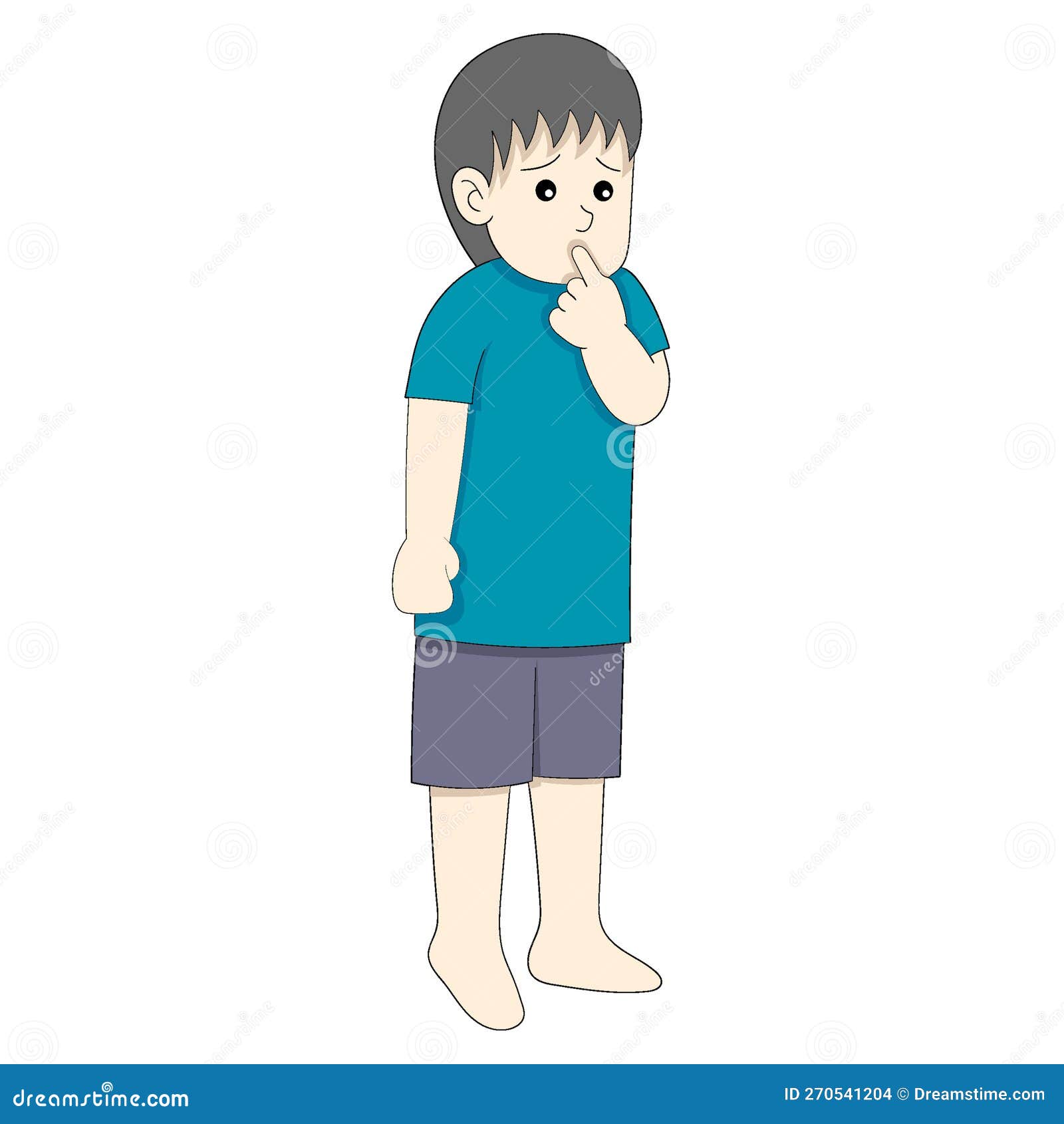 Poor Boy Was Brooding Sadly Vector Illustration | CartoonDealer.com ...