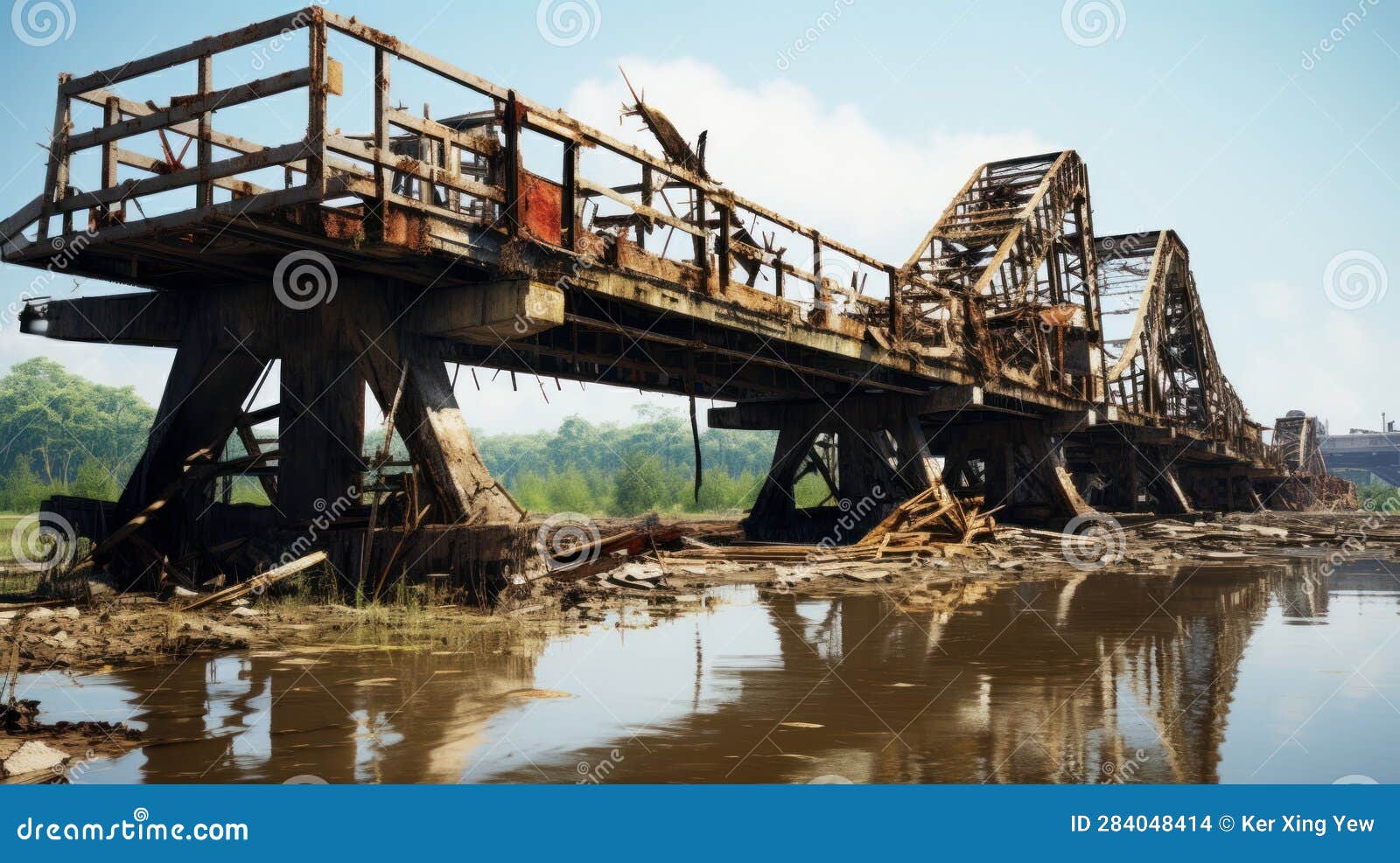 Poor Bridge Railway Broken Architecture Stock Illustration ...