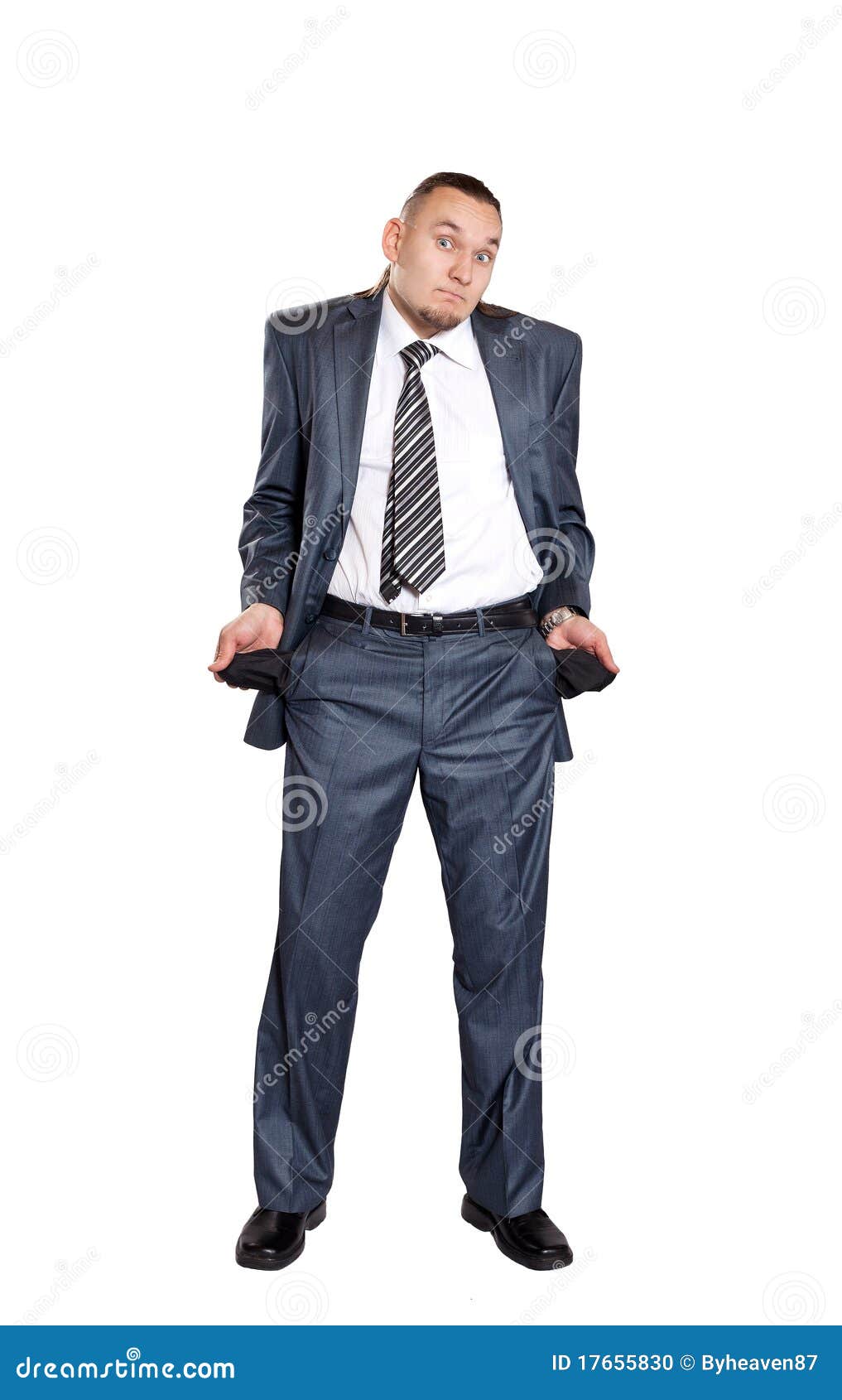 Poor Businessman with Empty Pockets Stock Photo - Image of employer ...