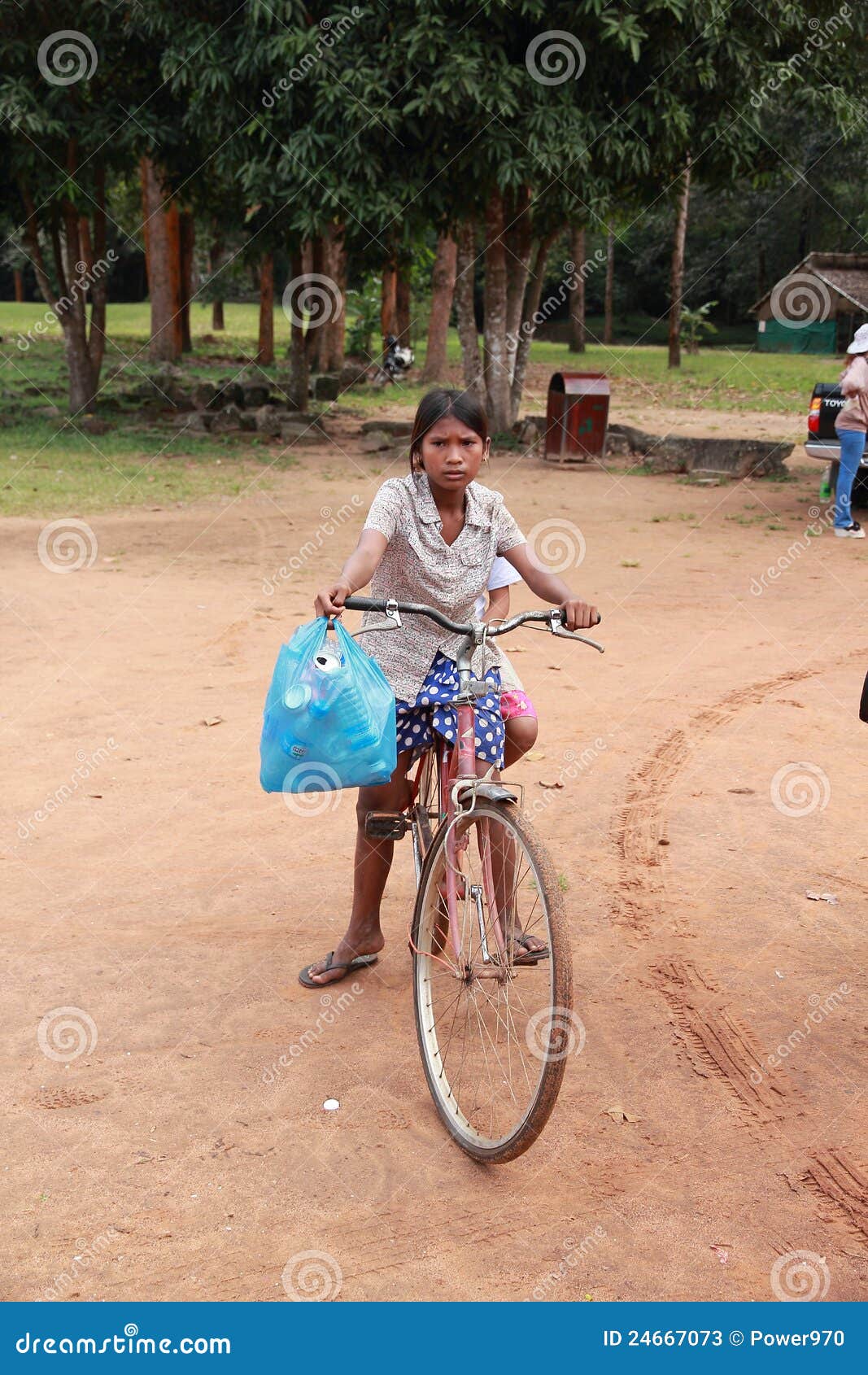 Poor Cambodian Kid Playing with Bicycle Editorial Stock Photo - Image ...