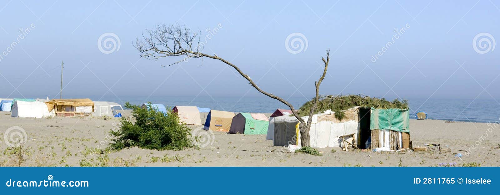 Poor camp on the beach stock image. Image of holidays - 2811765