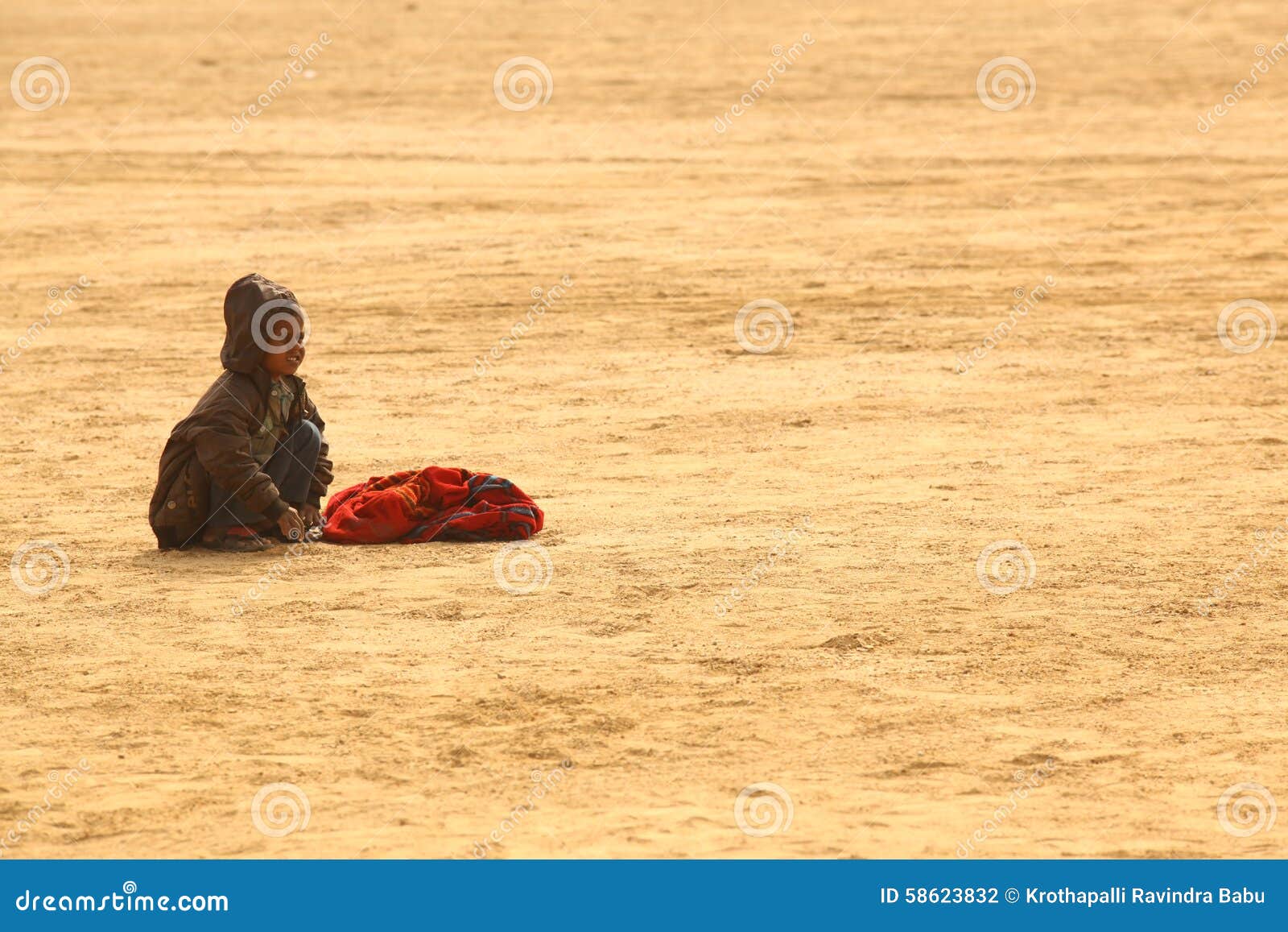 Poor Child in Sand Desert Rajasthan India Editorial Photography - Image ...