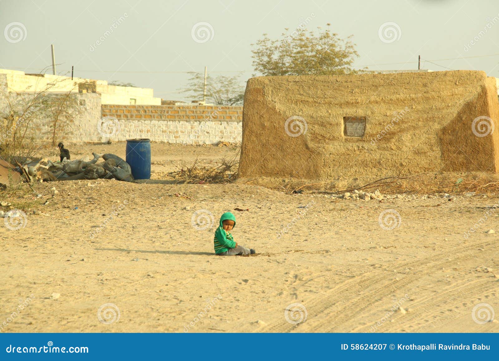 Poor Child in Sand Desert Rajasthan India Editorial Photography - Image ...
