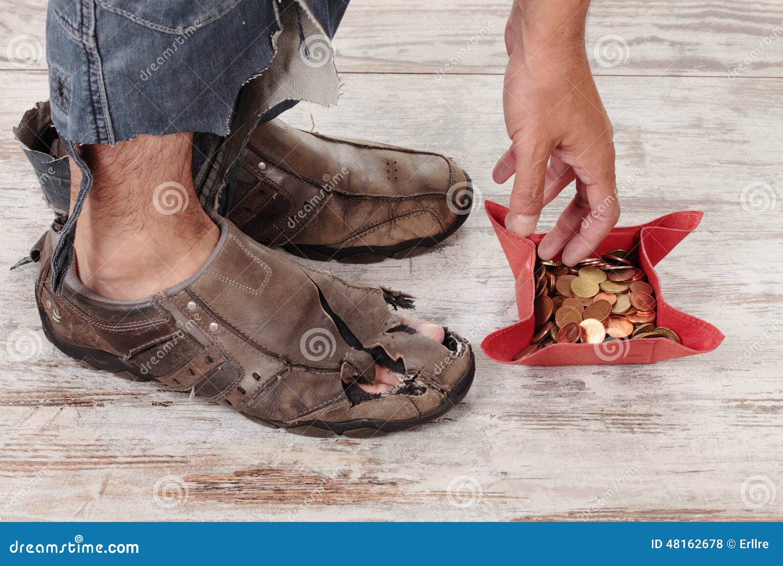 Poor and coins stock photo. Image of penury, indigence - 48162678