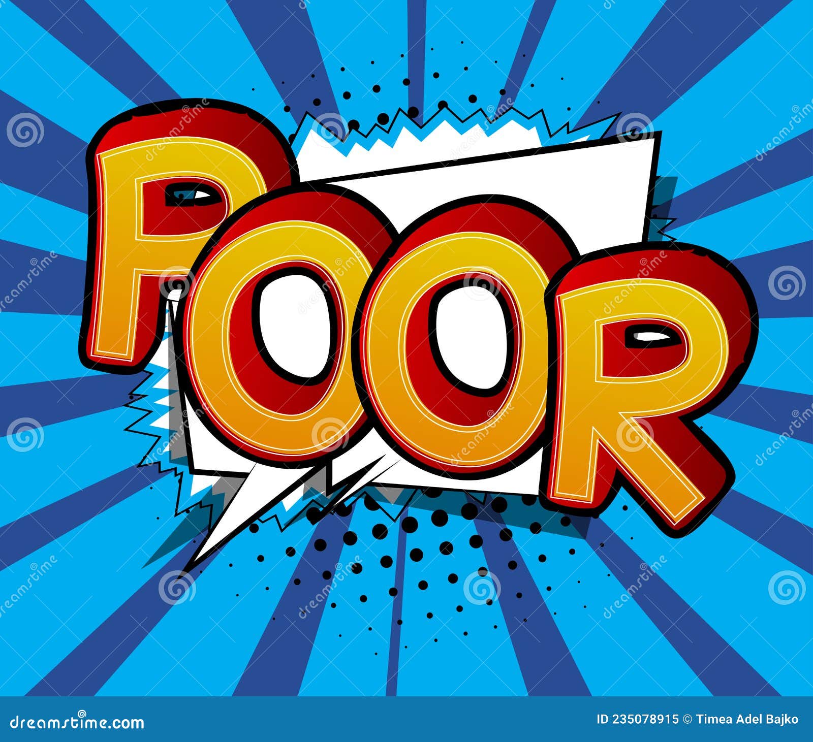 Poor. Comic Book Word Text on Abstract Comics Background Stock Vector ...