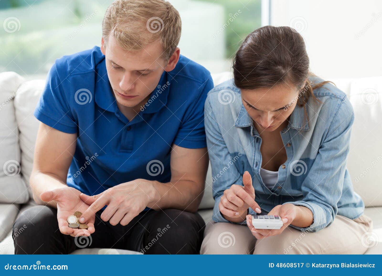 Poor couple counting money stock image. Image of financial - 48608517