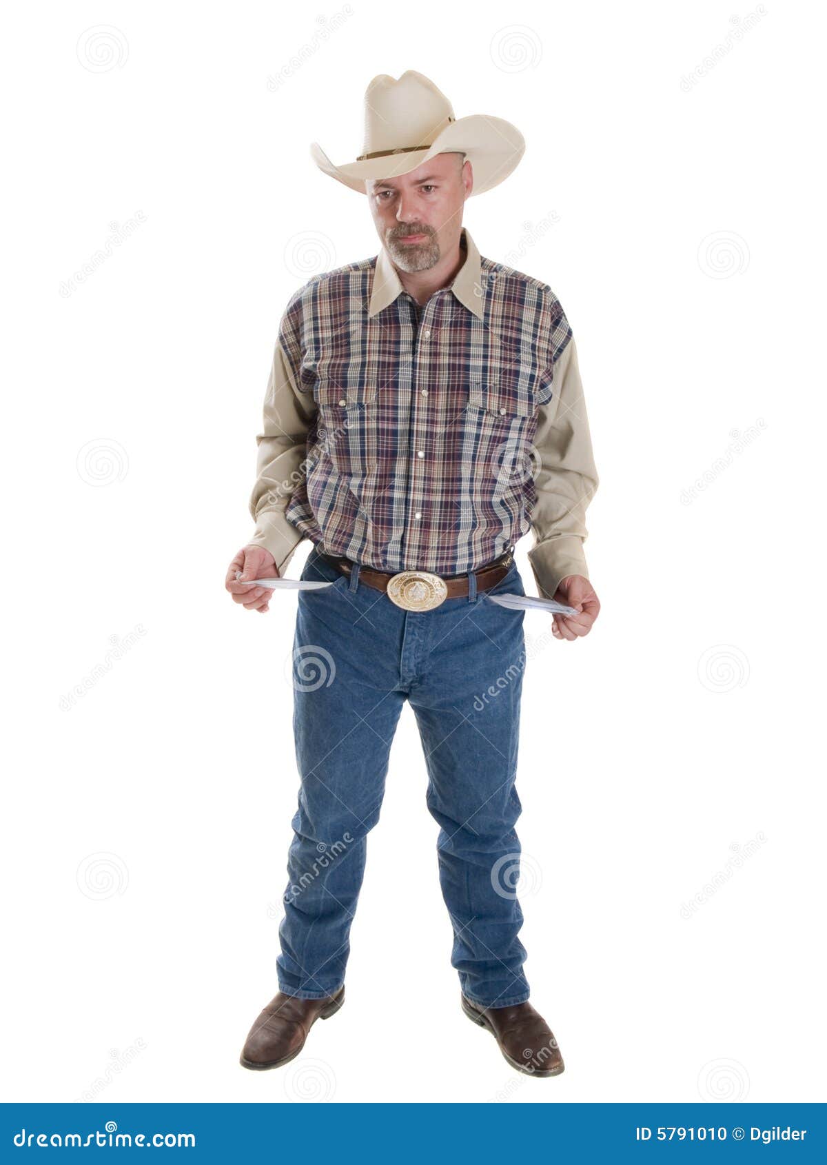 Poor Cowboy with Empty Pockets Stock Photo - Image of male ...