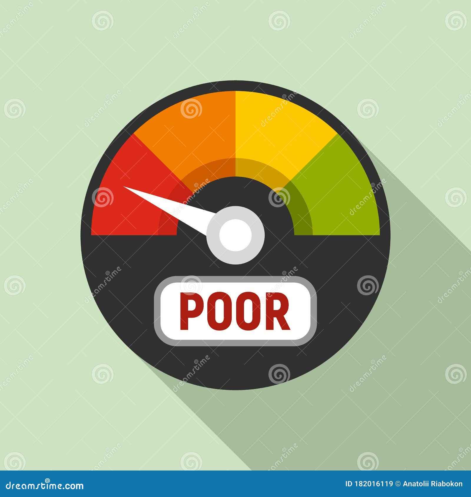 Poor Credit Score Icon, Flat Style Stock Vector - Illustration of gauge ...
