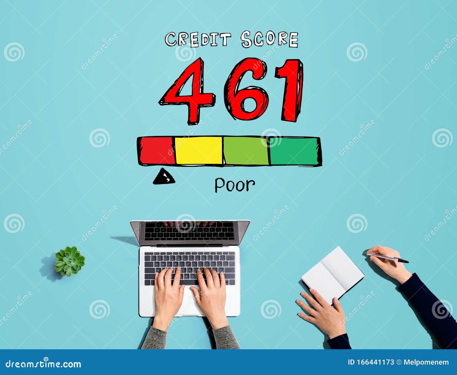 Poor Credit Score Theme with People Working Together Stock Illustration ...