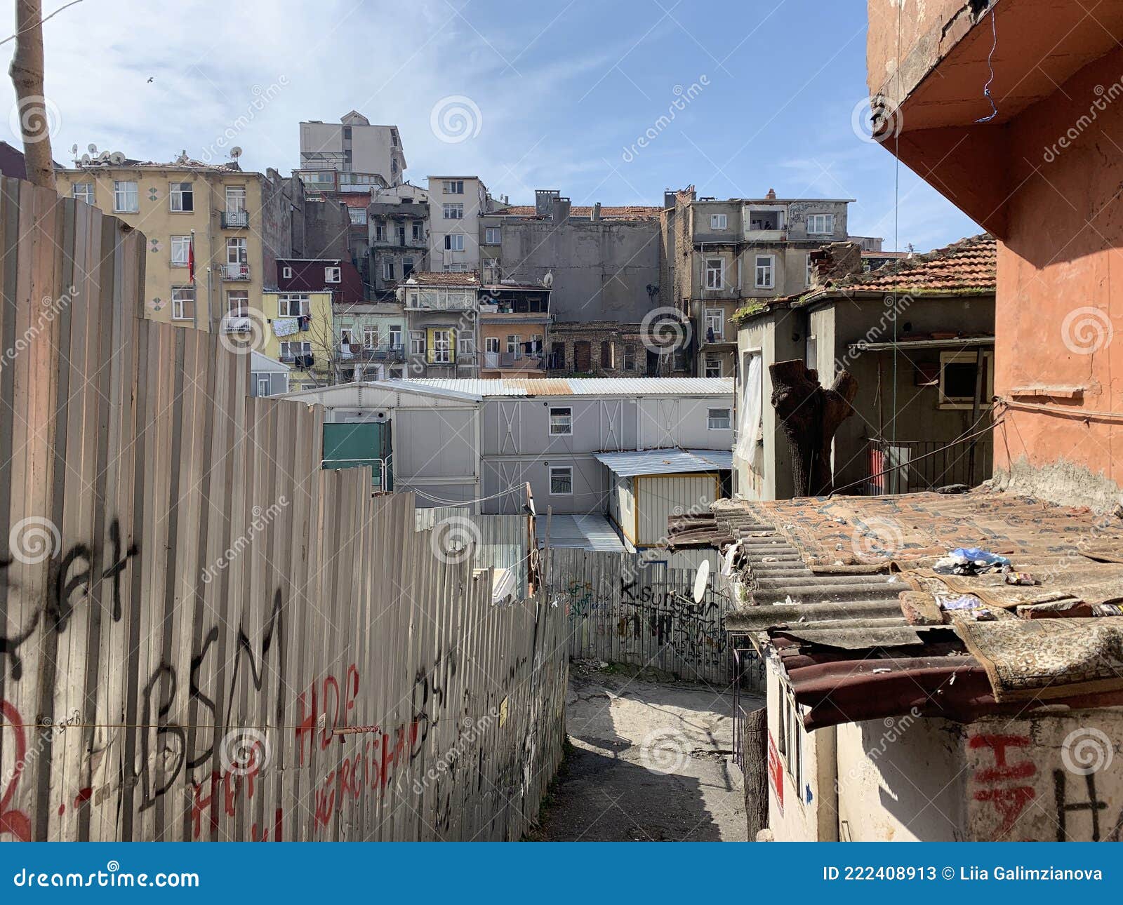 Poor district in istanbul stock image. Image of color - 222408913