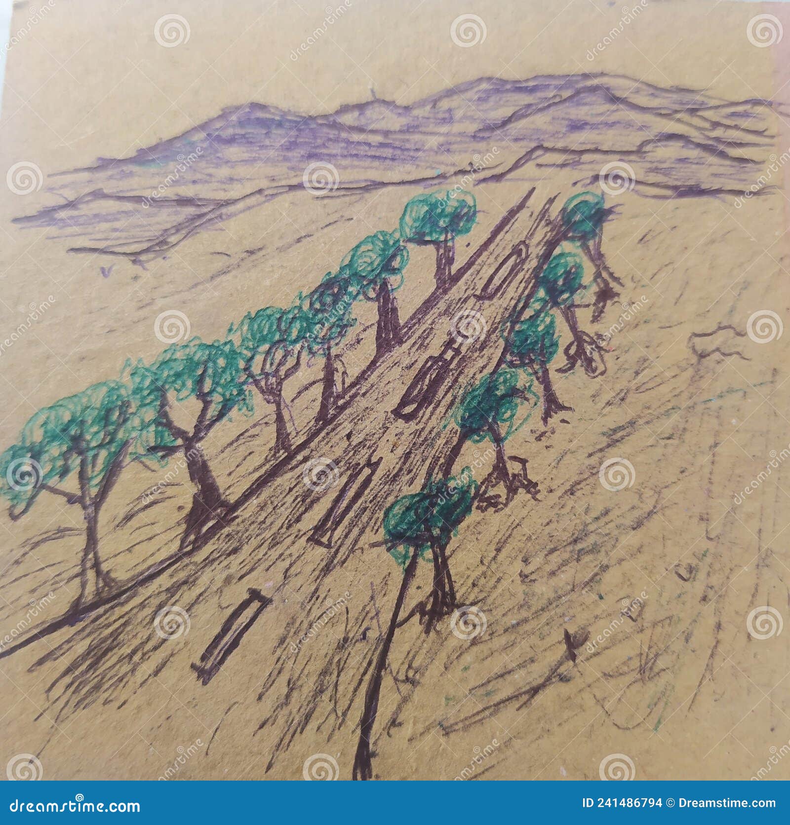 Poor Drawing Simple on the Brown Papper Stock Illustration ...