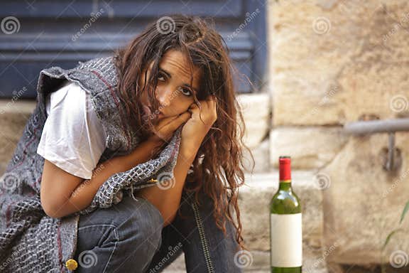 Poor drunk woman stock image. Image of caucasian, human - 21361529