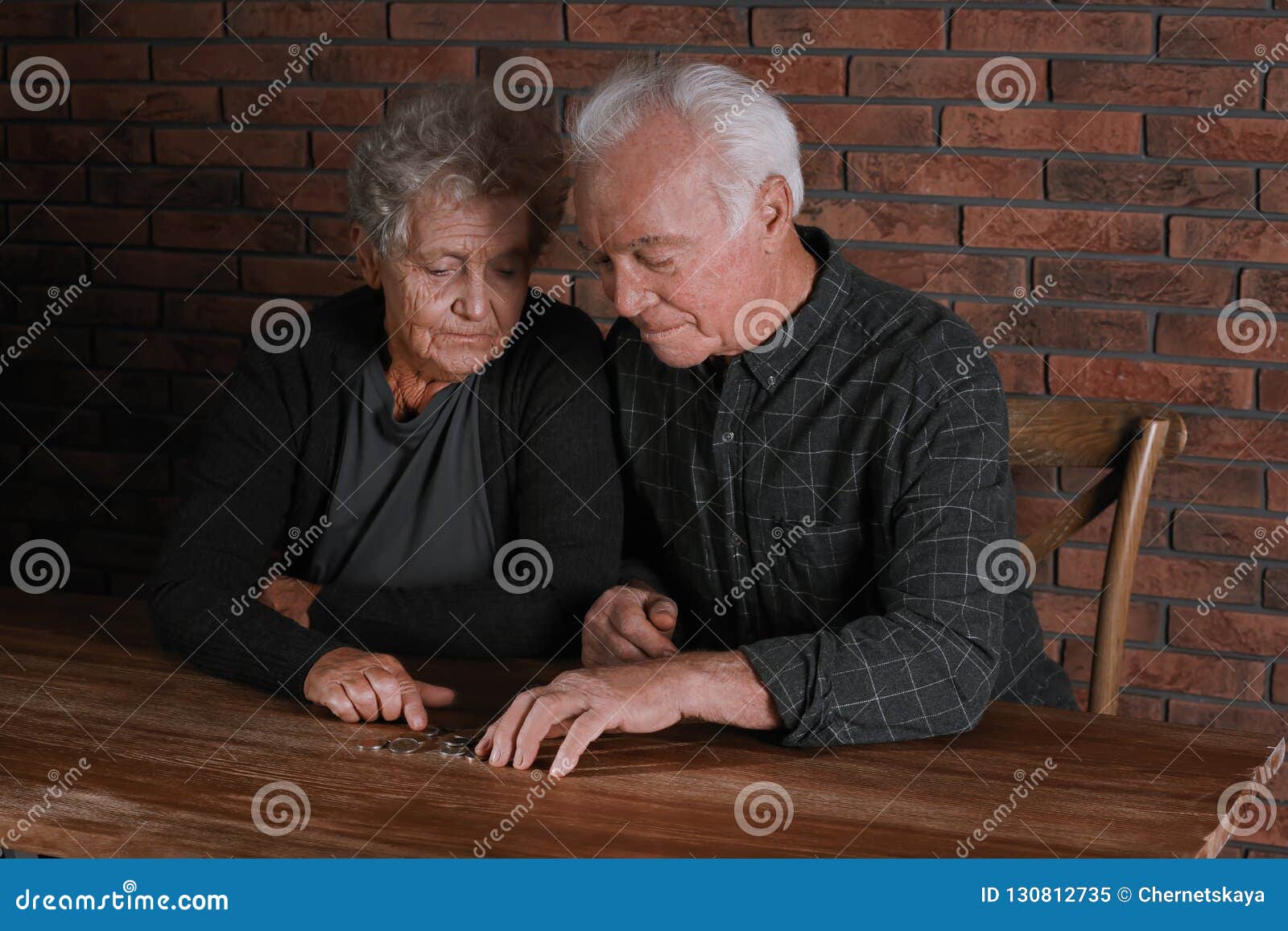 Poor Elderly Couple Counting Coins Stock Image - Image of elderly ...
