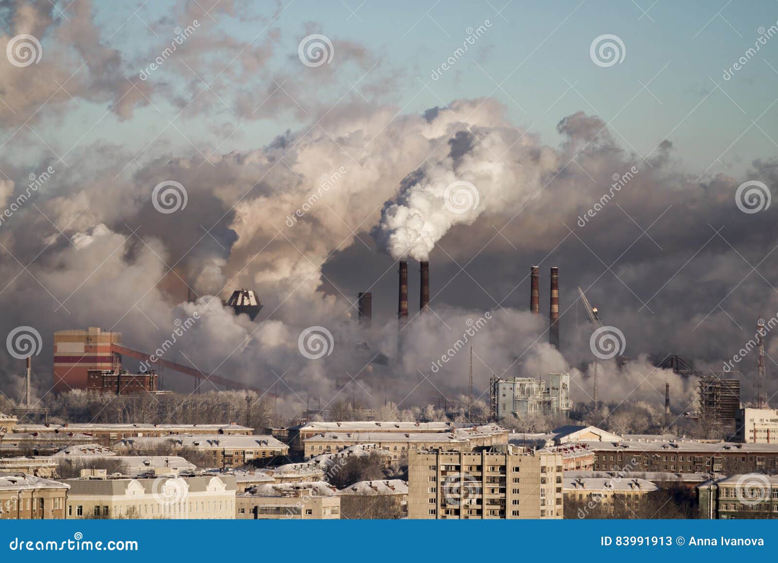 Poor Environment in the City. Environmental Disaster. Harmful Emissions ...