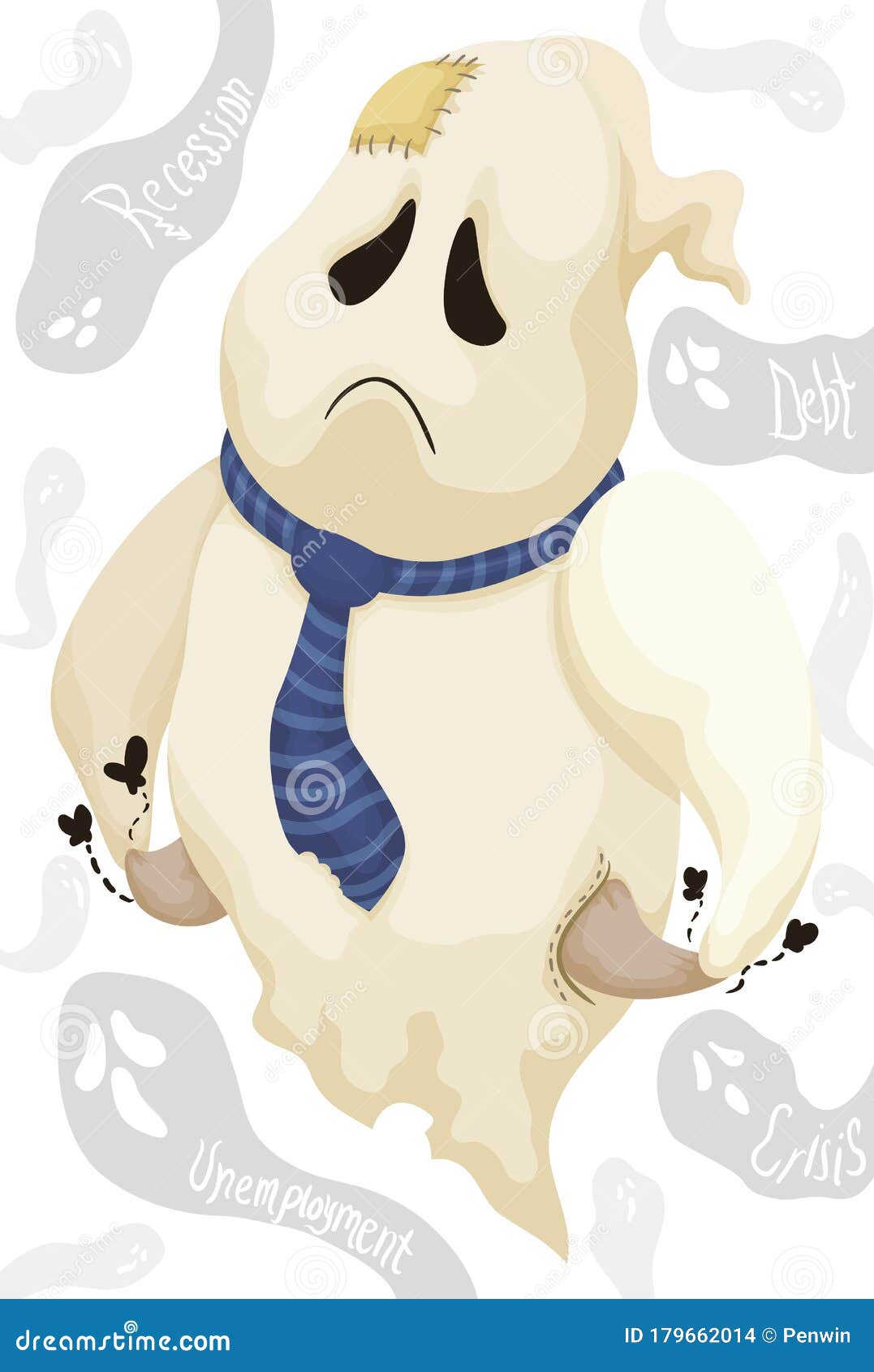 Poor Ghost with Empty Pockets Pestered with Economic Crisis, Vector ...