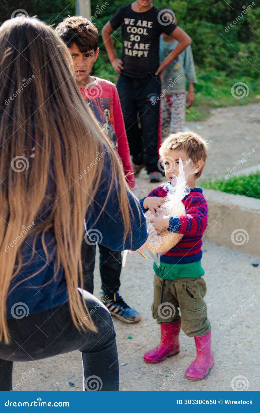 Poor Gypsy Kids Getting Bread from Volunteers Editorial Image - Image ...