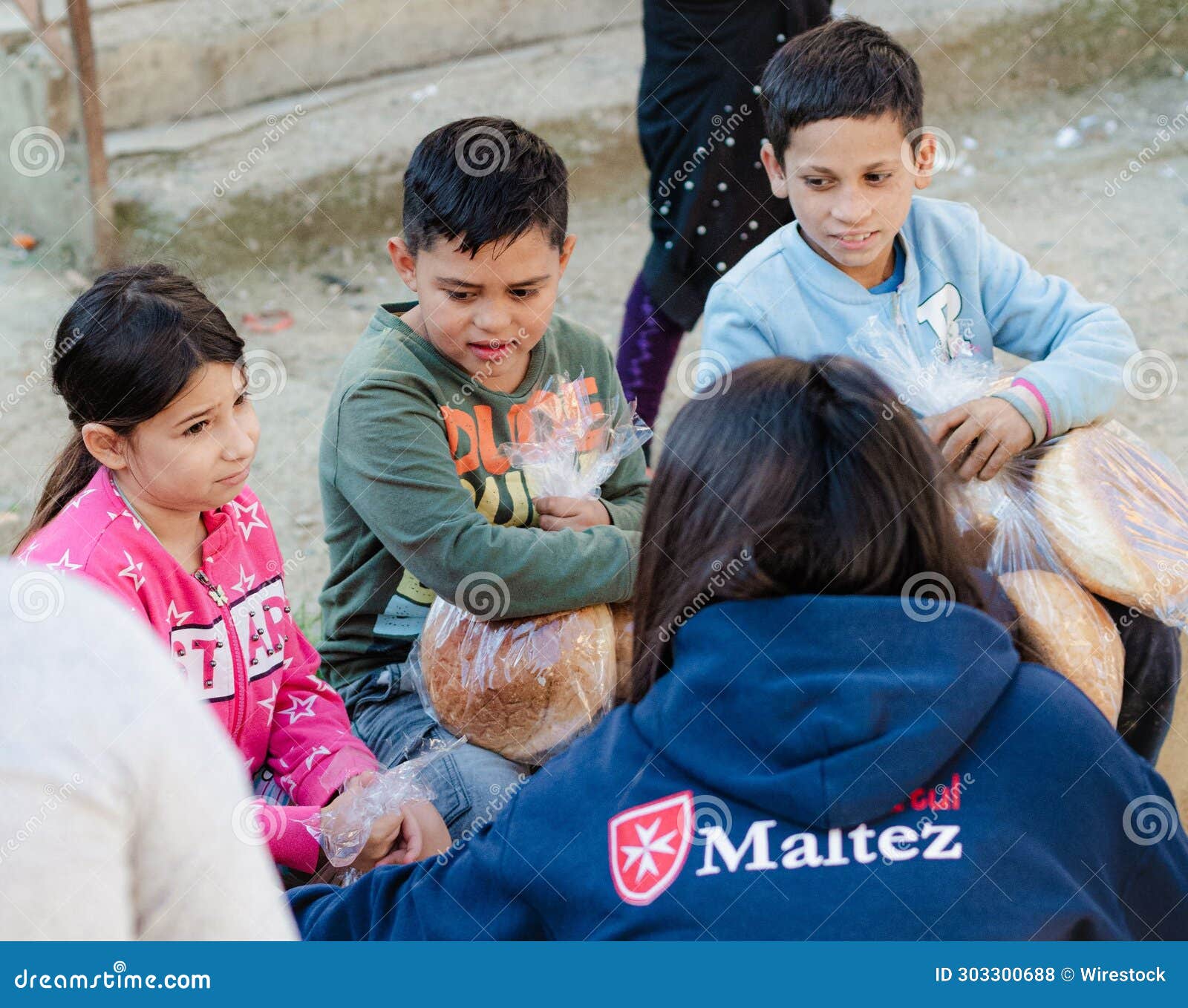 Poor Gypsy Kids Getting Bread from Volunteers Editorial Stock Photo ...