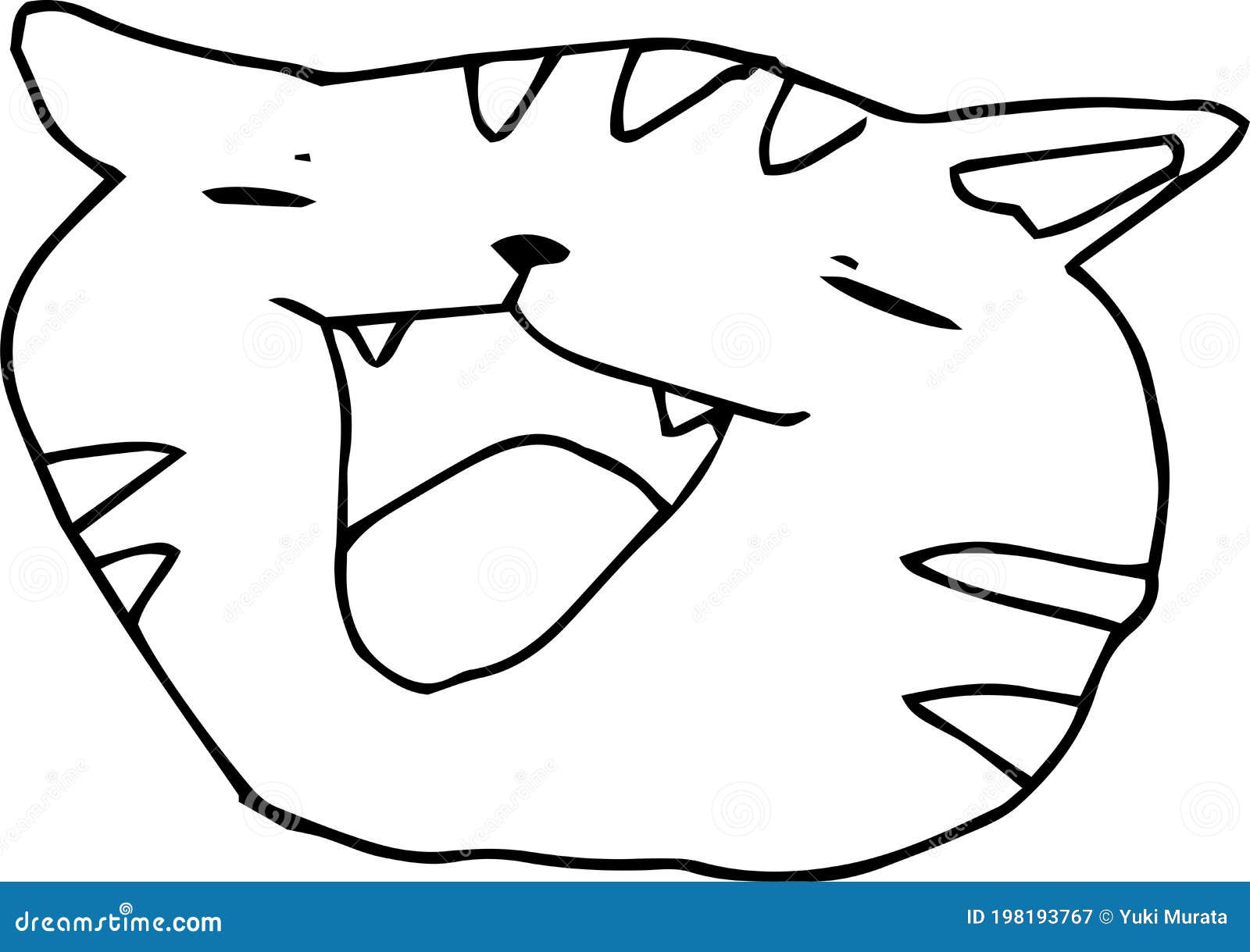 Poor Hand-painted Cute Cat Outline Illustration Stock Vector ...