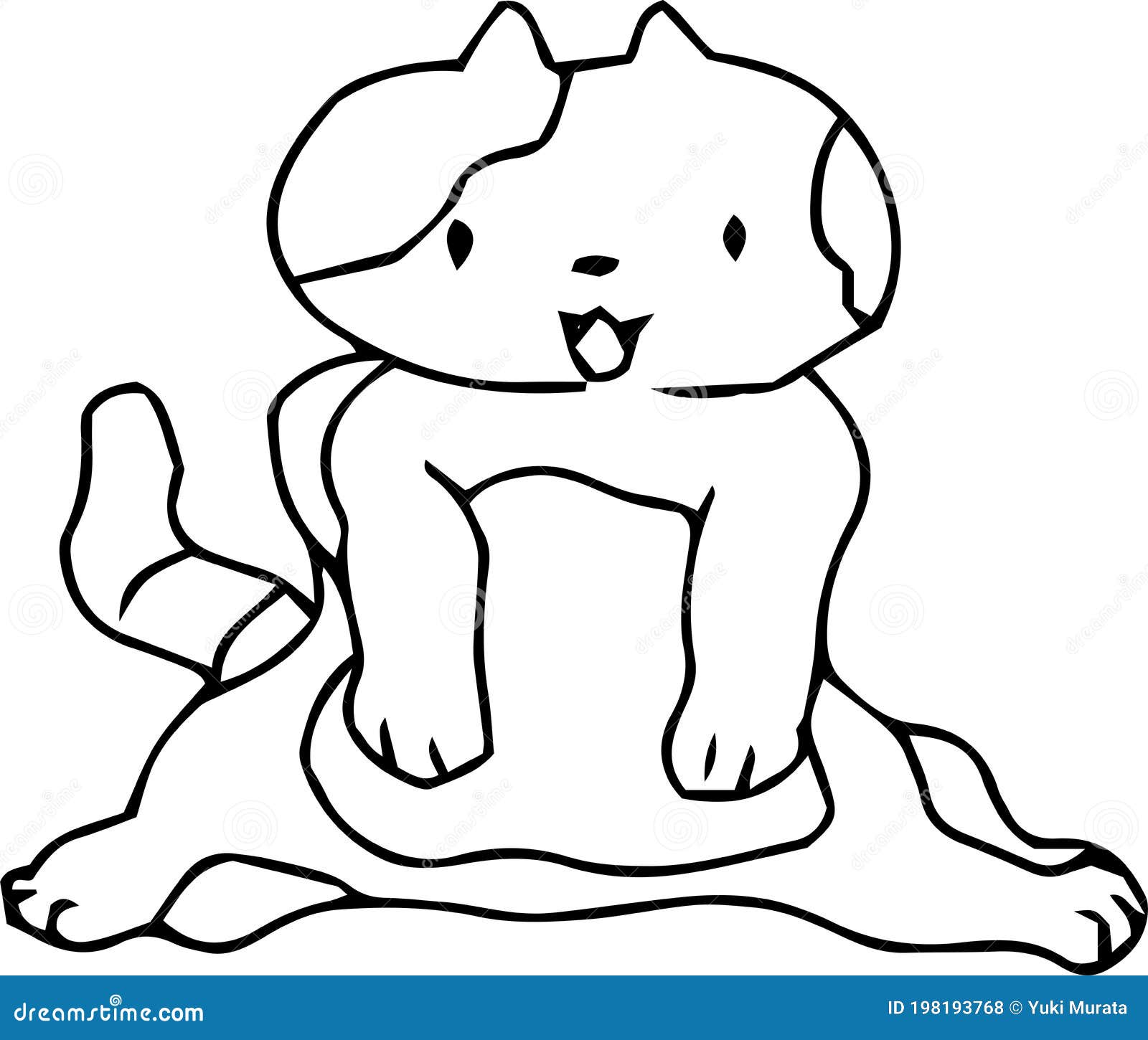 Poor Hand-painted Cute Cat Outline Illustration Stock Vector ...