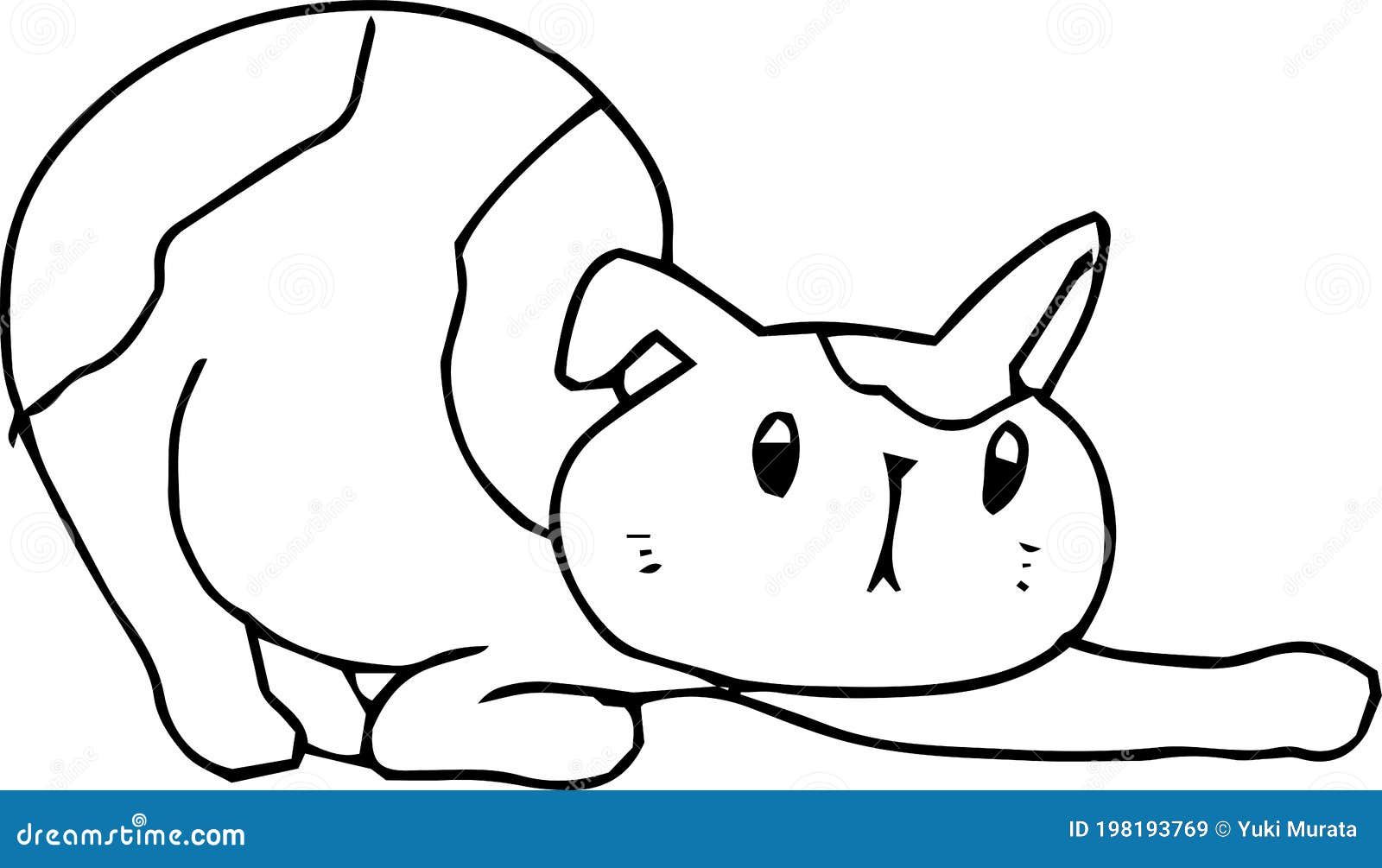 Poor Hand-painted Cute Cat Outline Illustration Stock Vector ...