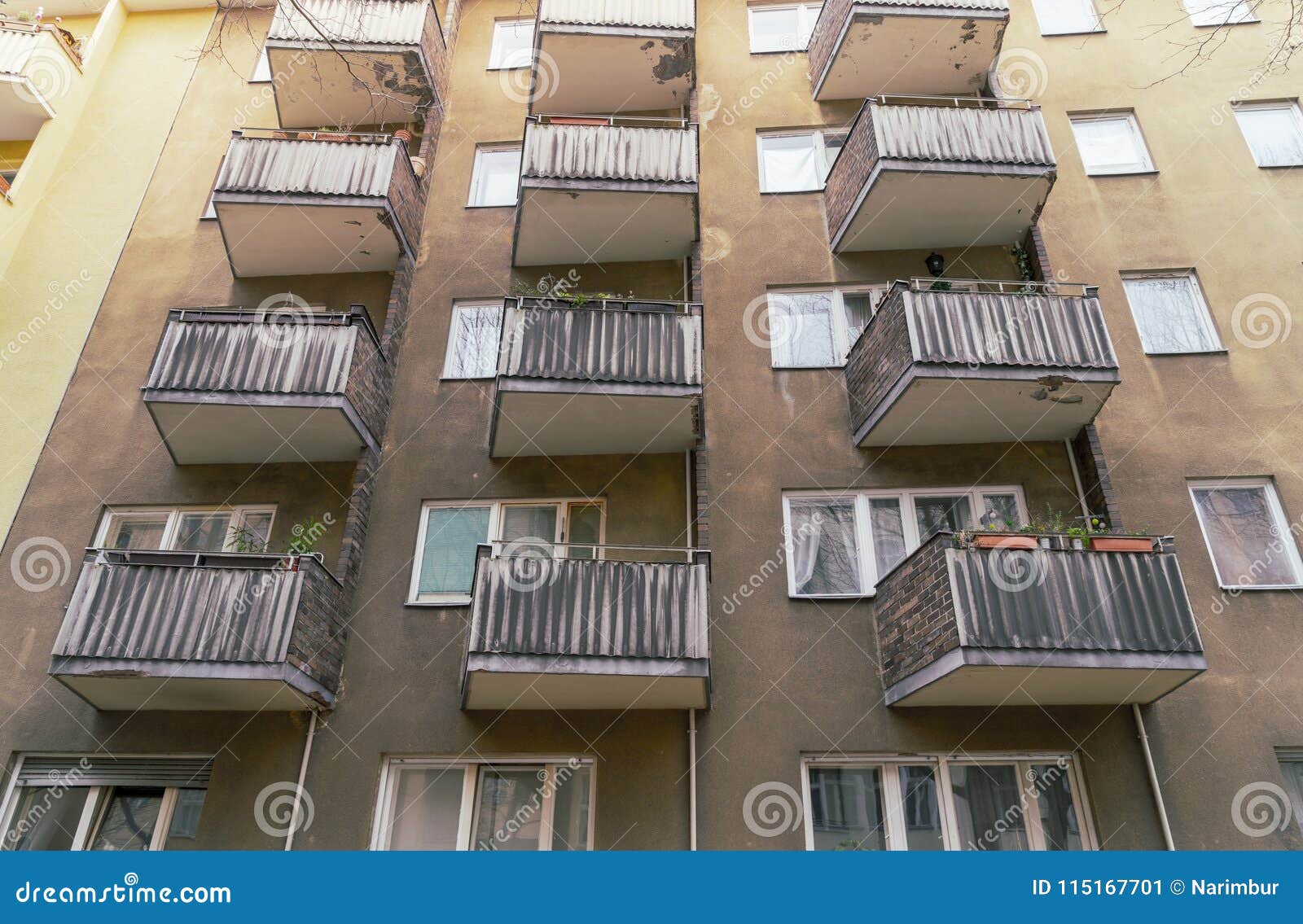 Poor Houses in Berlin, Kreuzberg Stock Image - Image of reflection ...
