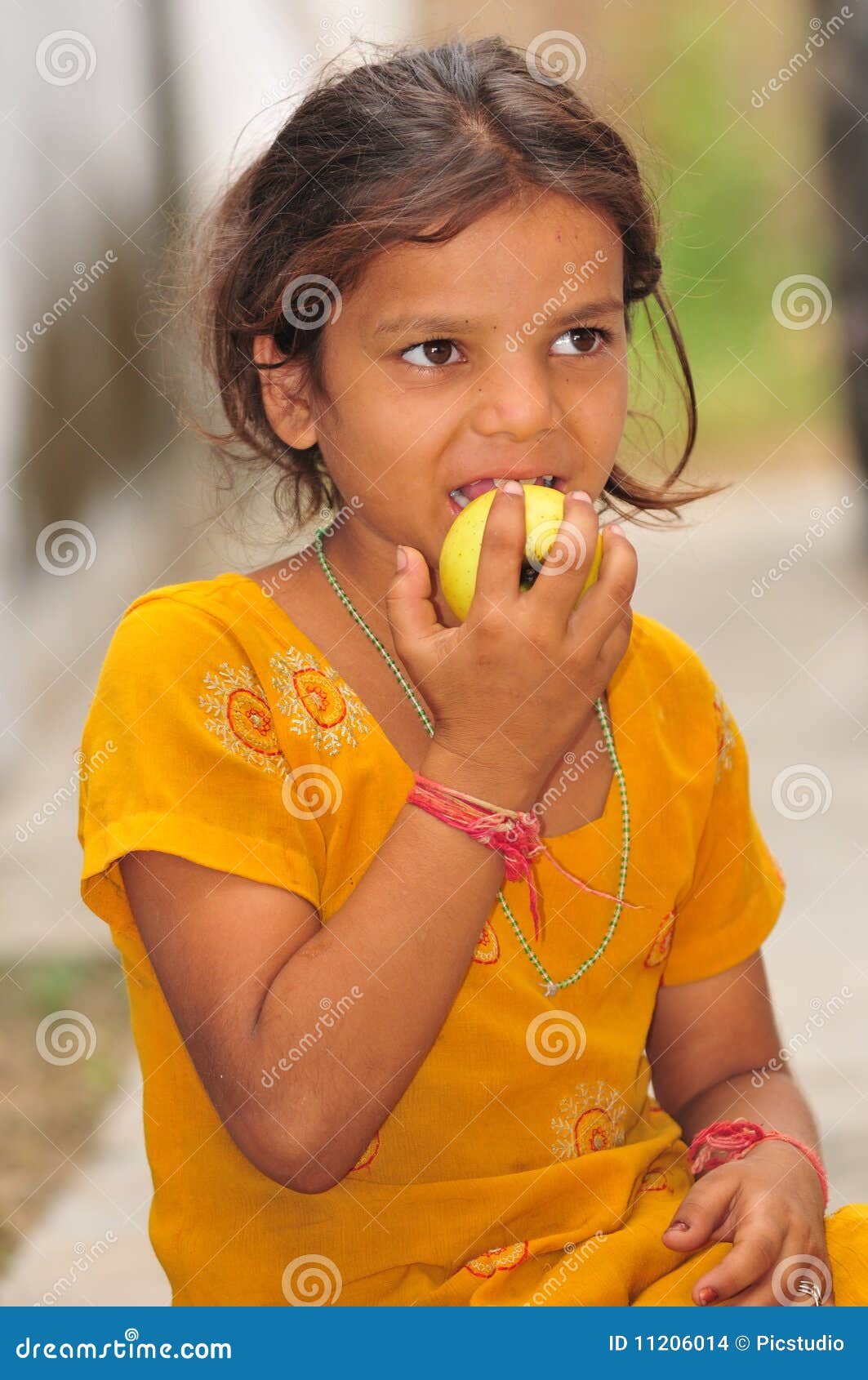 Poor hungry girl stock photo. Image of nature, apple - 11206014