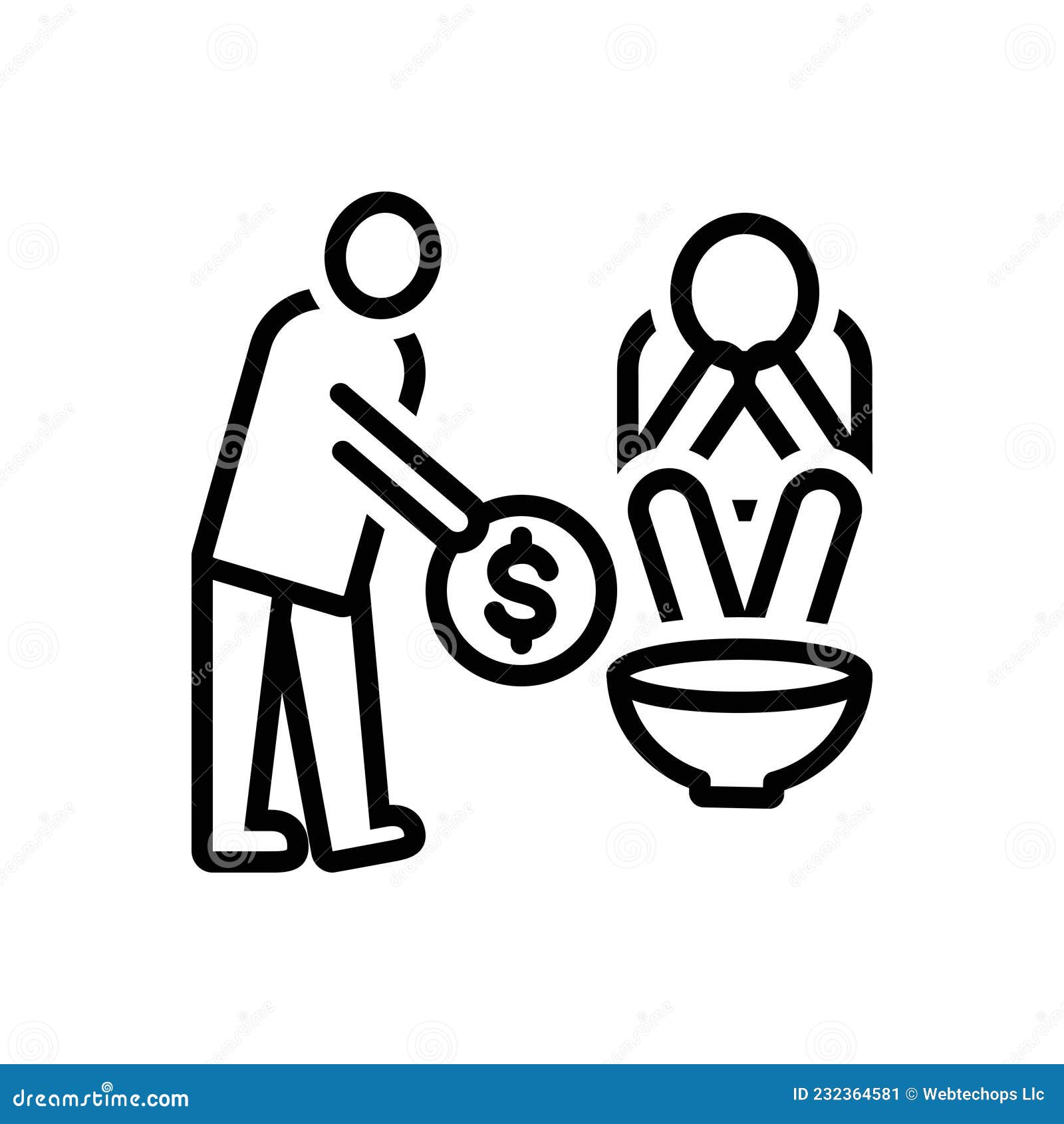 Black Line Icon for Poor, Indigent and Poverty Stock Illustration ...
