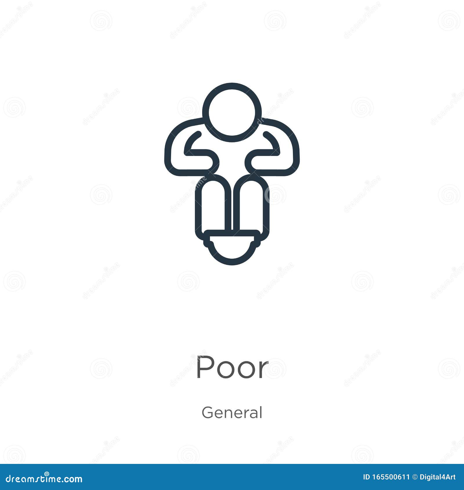 Poor Icon. Thin Linear Poor Outline Icon Isolated On White Background ...