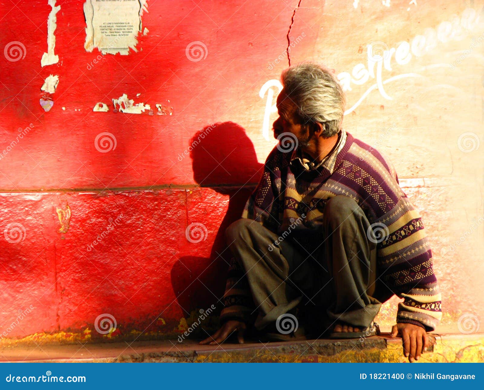 Poor Indian Man editorial image. Image of wall, poverty - 18221400