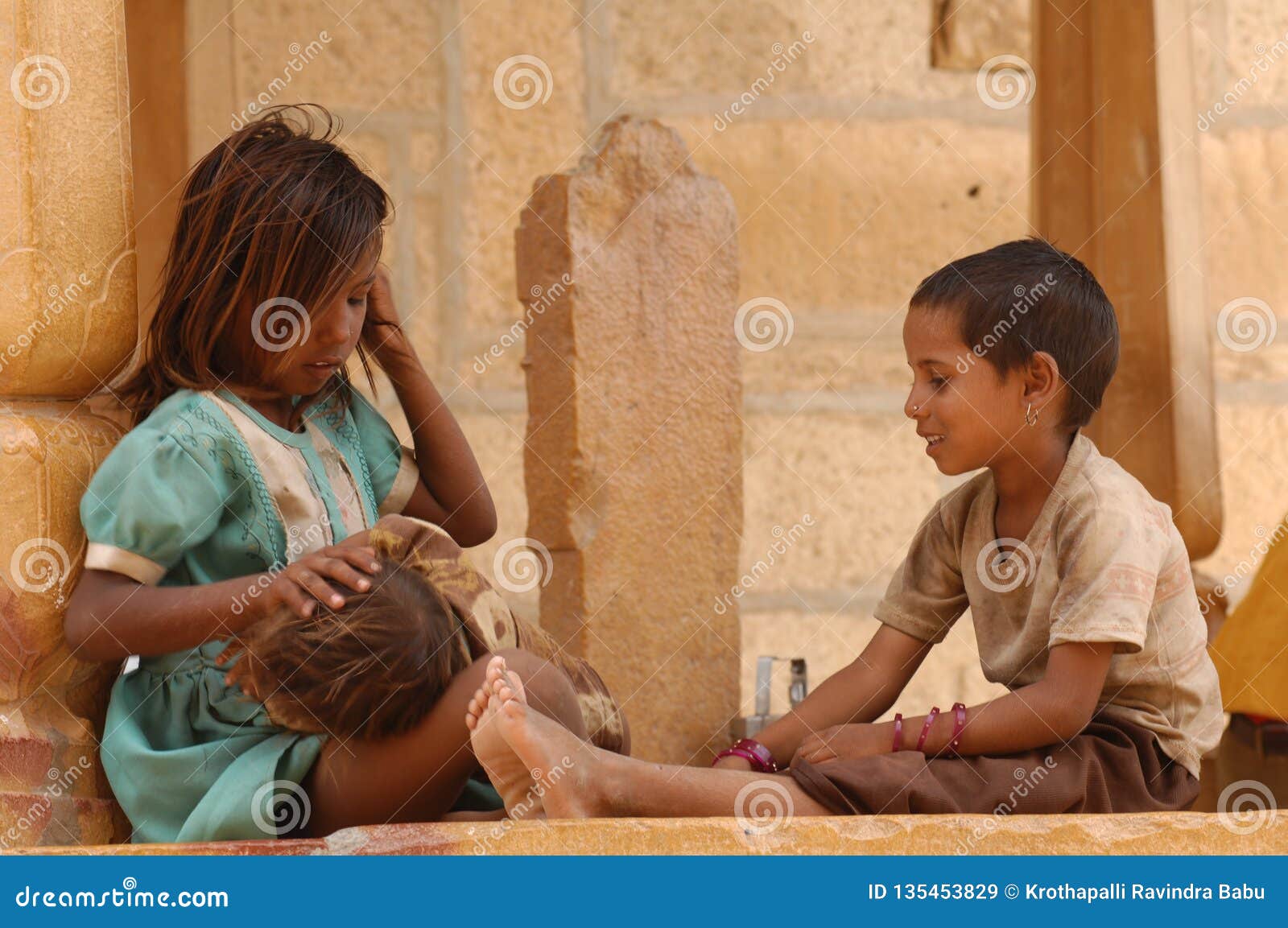 Innocent Kids Playing At Brick Making Site. Editorial Image ...