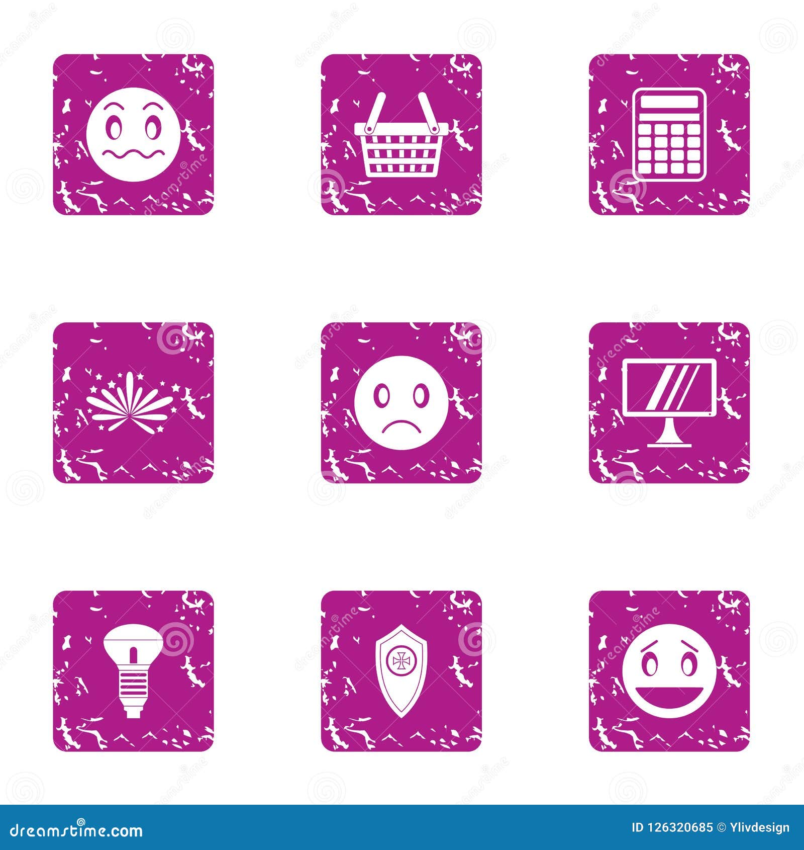 Poor Lighting Icons Set, Grunge Style Stock Vector - Illustration of ...