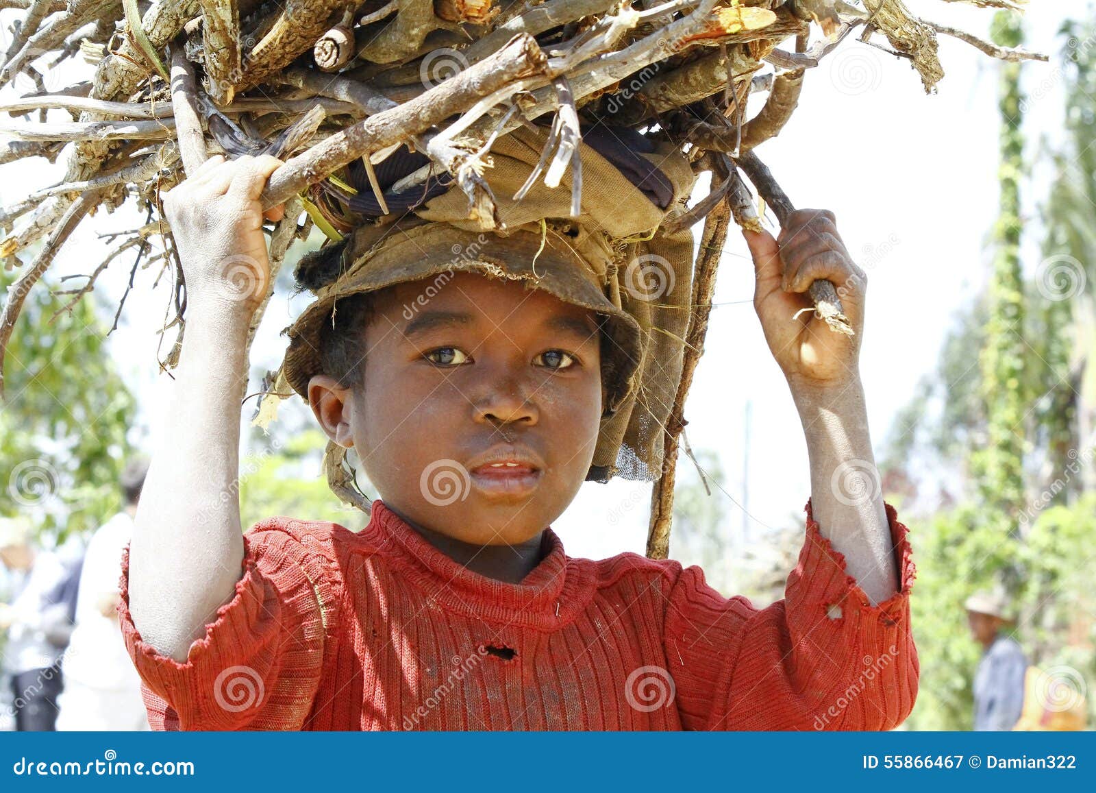 Poor Malagasy Boy Carrying Plastic Water Bucket Stock Photography ...