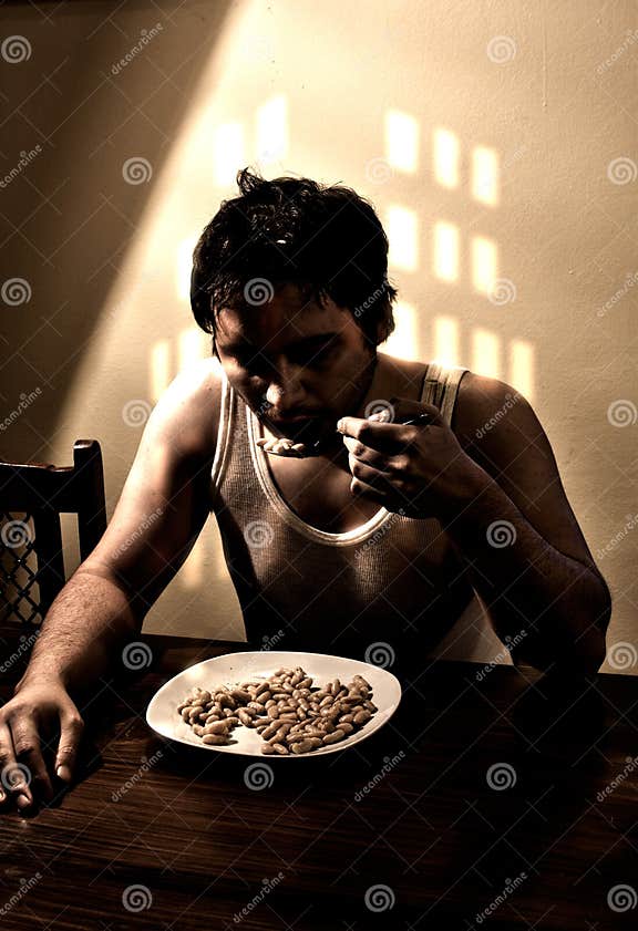 Poor Man Eating stock image. Image of humanity, baton - 17764019