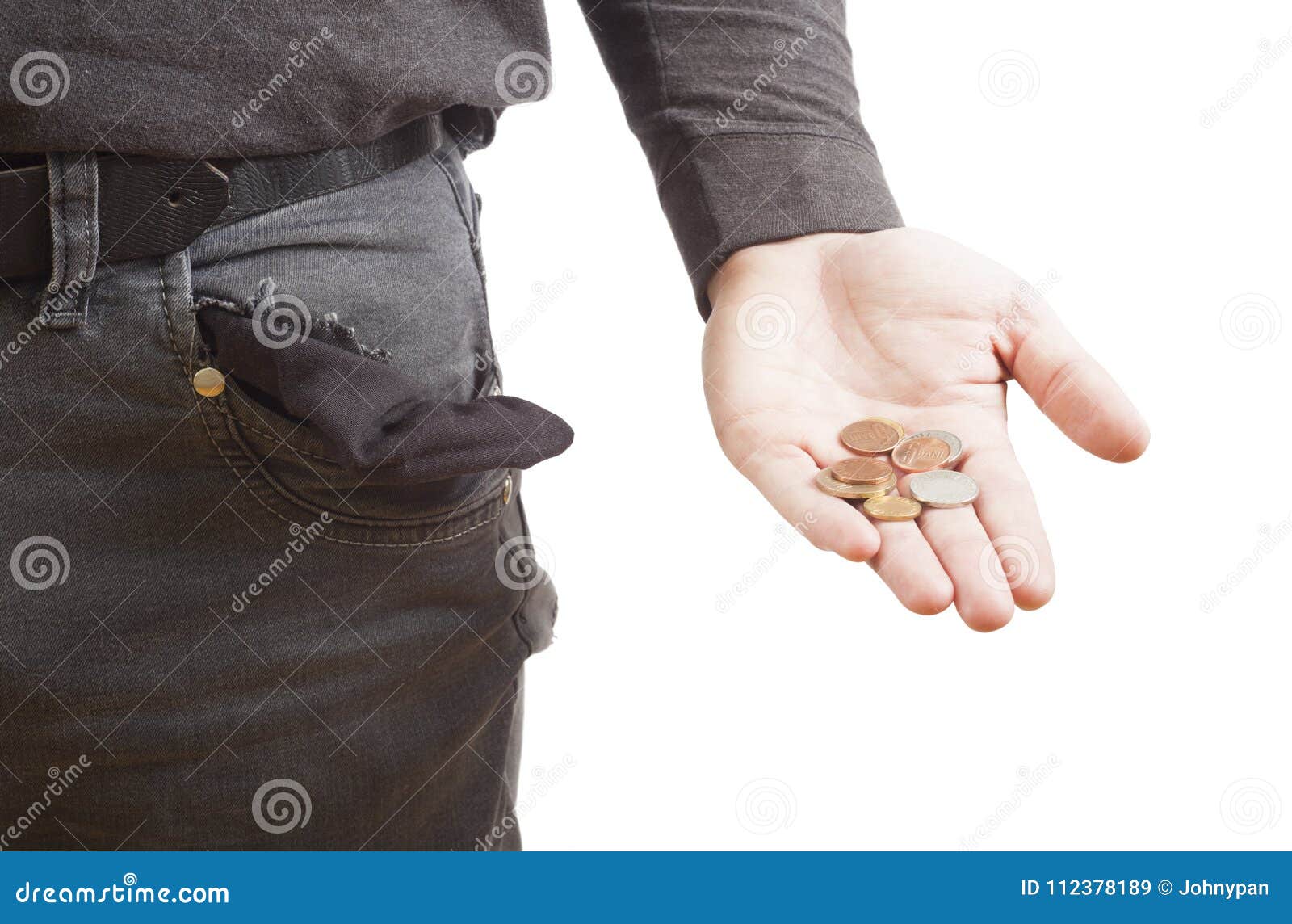 Poor Man Hand Holding Coins Stock Image - Image of bank, cash: 112378189