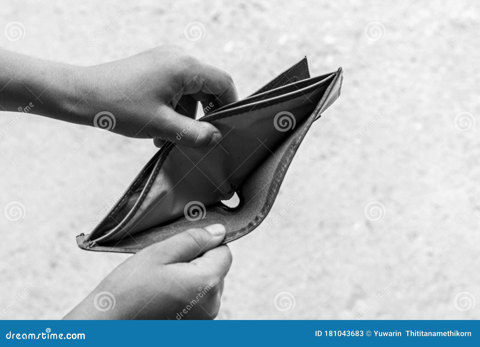 Poor Man Hand Open an Empty Wallet Isolated on White Background ...