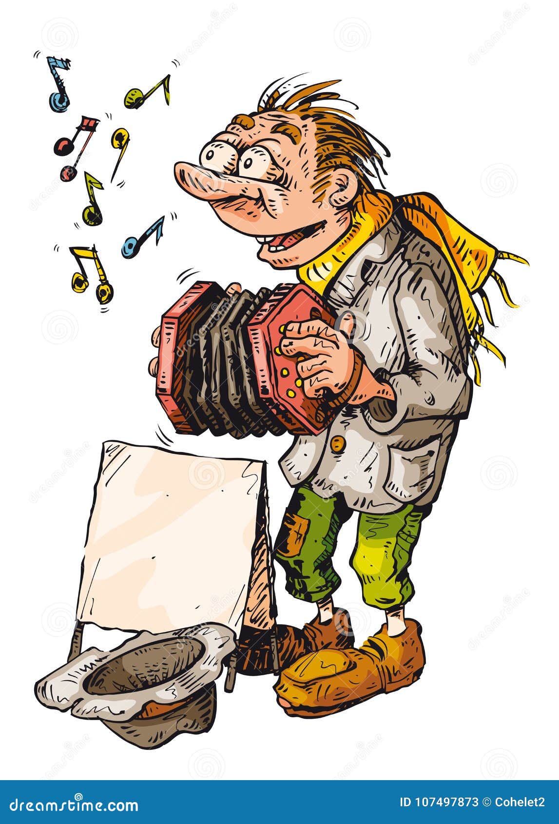 A poor man but happy stock vector. Illustration of beggar - 107497873