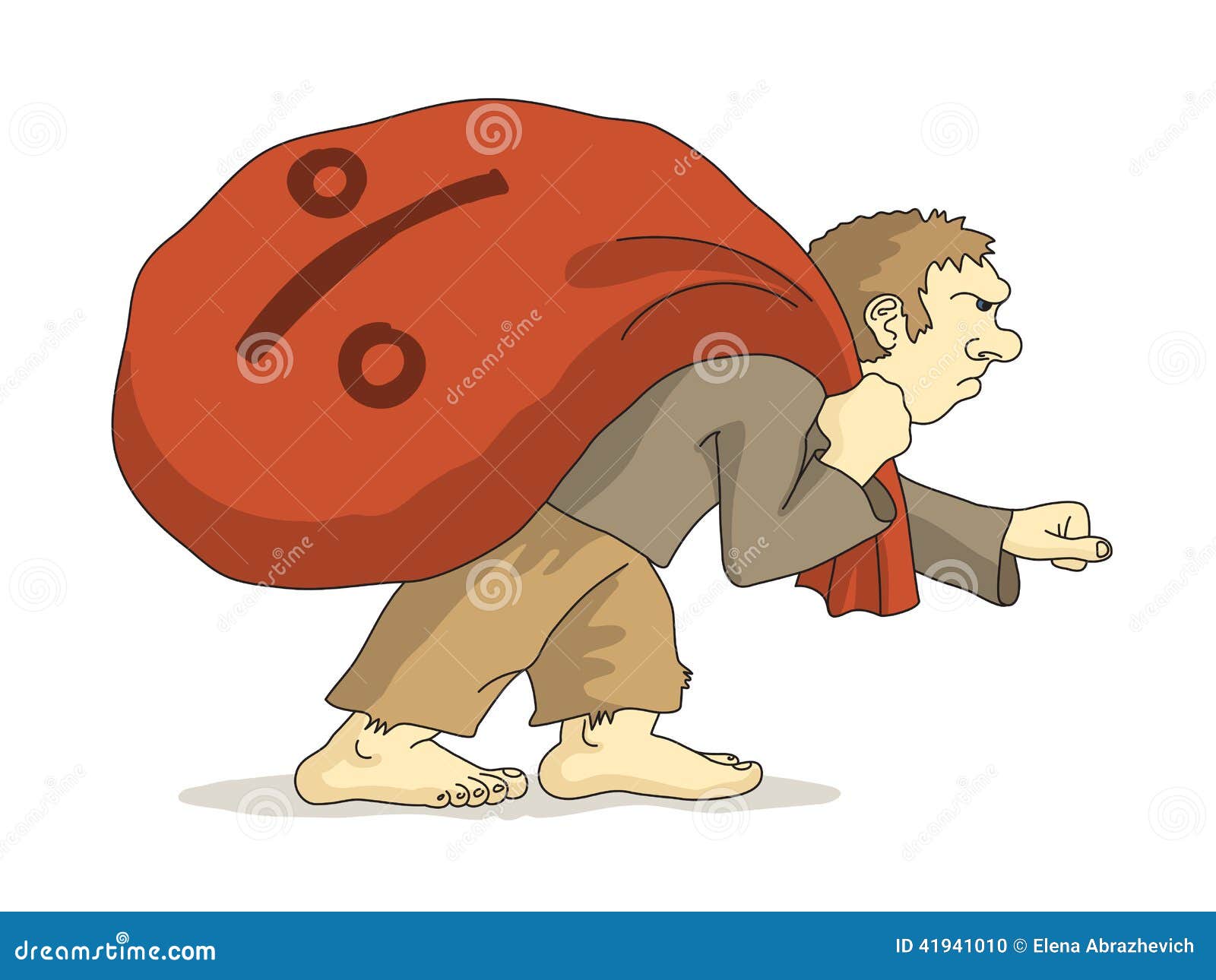 Poor man is pulling sack stock vector. Illustration of bank - 41941010